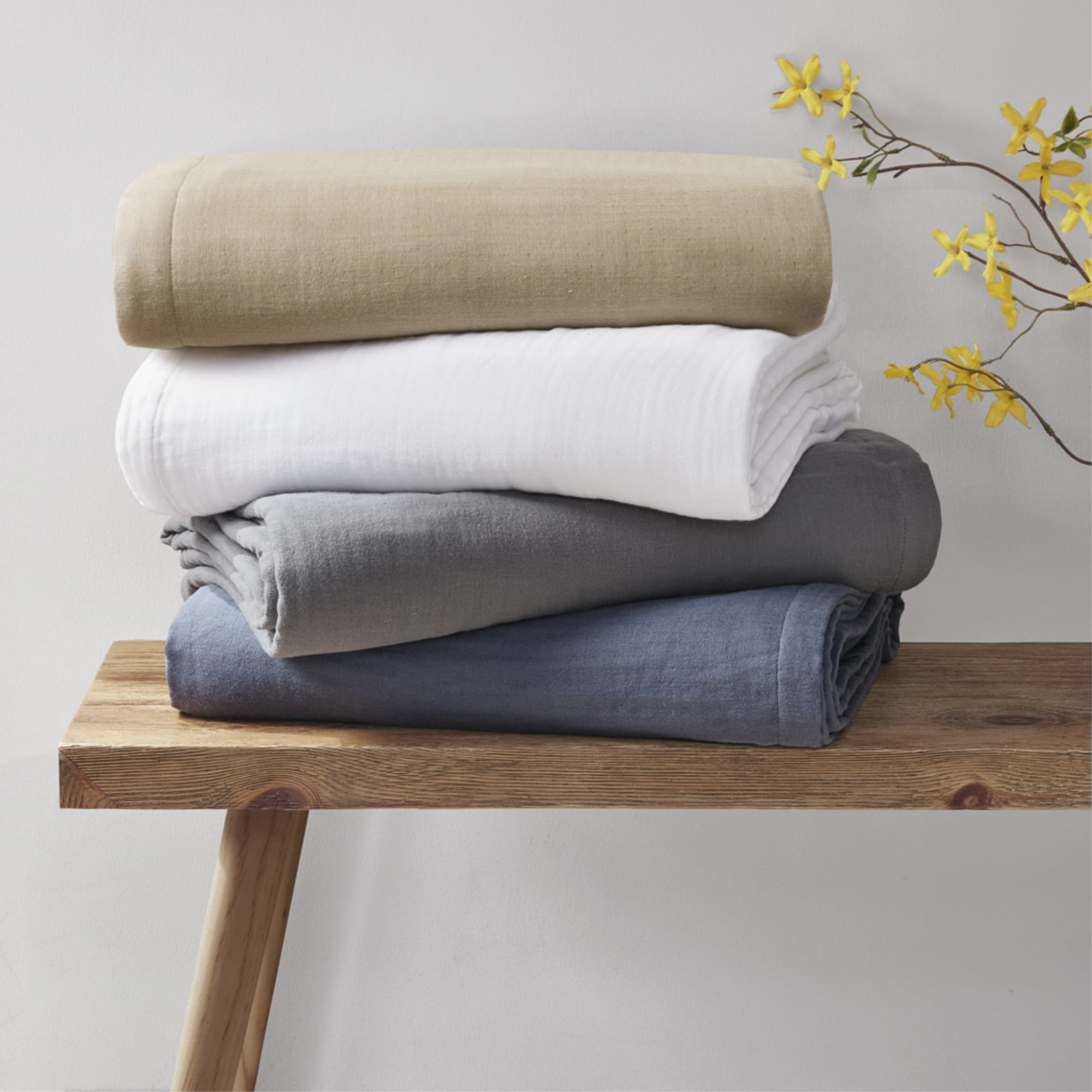 100% Cotton Lightweight Gauze Blanket Soft Blue Cotton Comfort for All ...