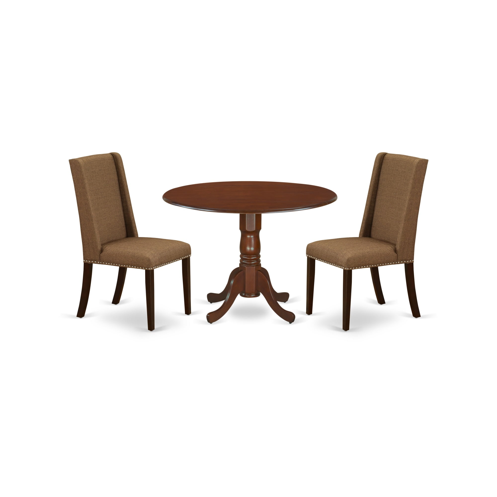 Ergode 3-Piece Kitchen Set: Round Table & 2 Chairs, Linen Fabric Seat ...