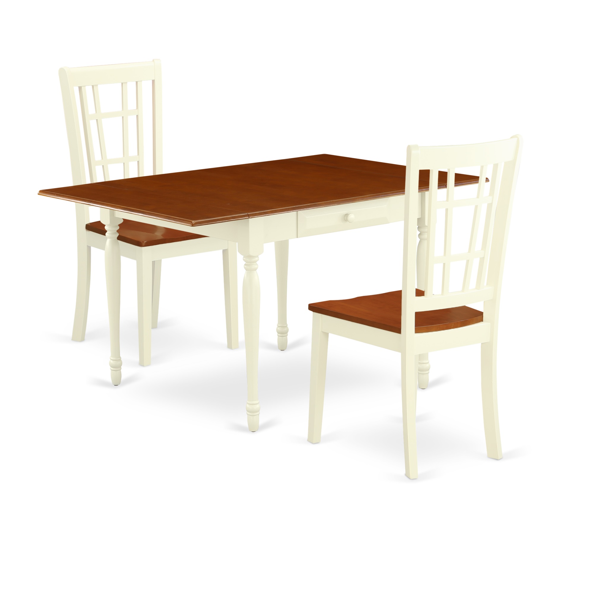 Ergode 3-Piece Wood Dining Table Set - Asian Rubberwood, Buttermilk and ...