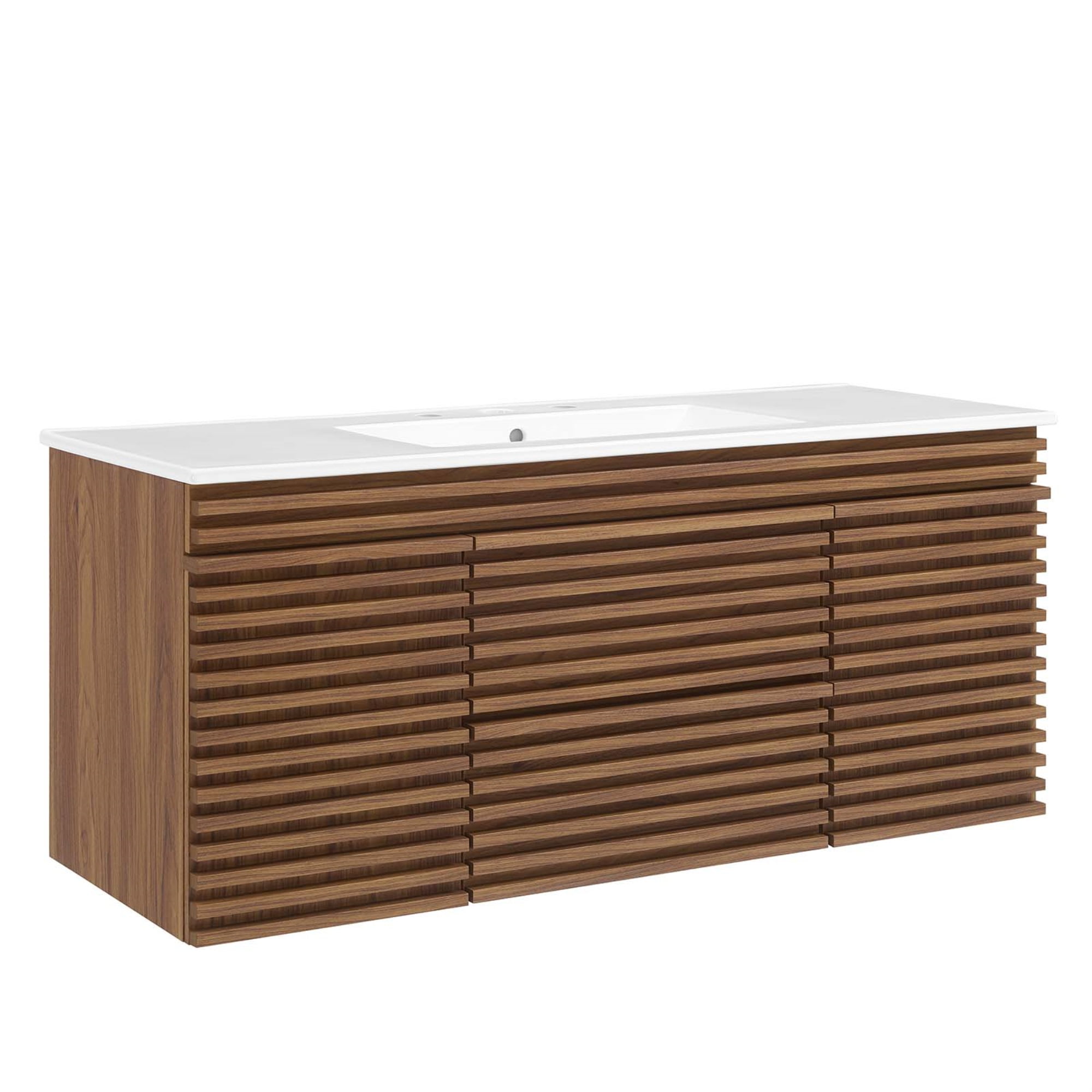 Ergode 48" Wall-Mount Bathroom Vanity with Ceramic Basin - Mid-Century ...
