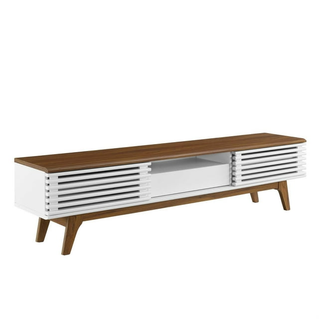 Ergode 70" TV Stand - Mid-Century Aesthetics, Walnut Grain Veneer ...