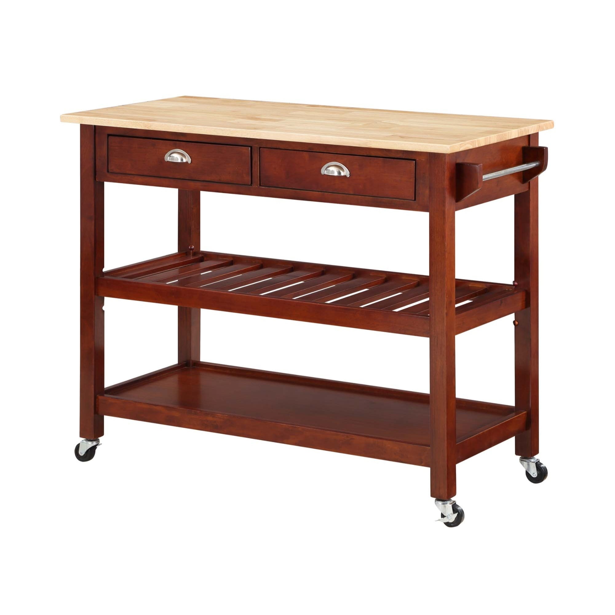 Ergode American Heritage 3 Tier Butcher Block Kitchen Cart with Drawers ...