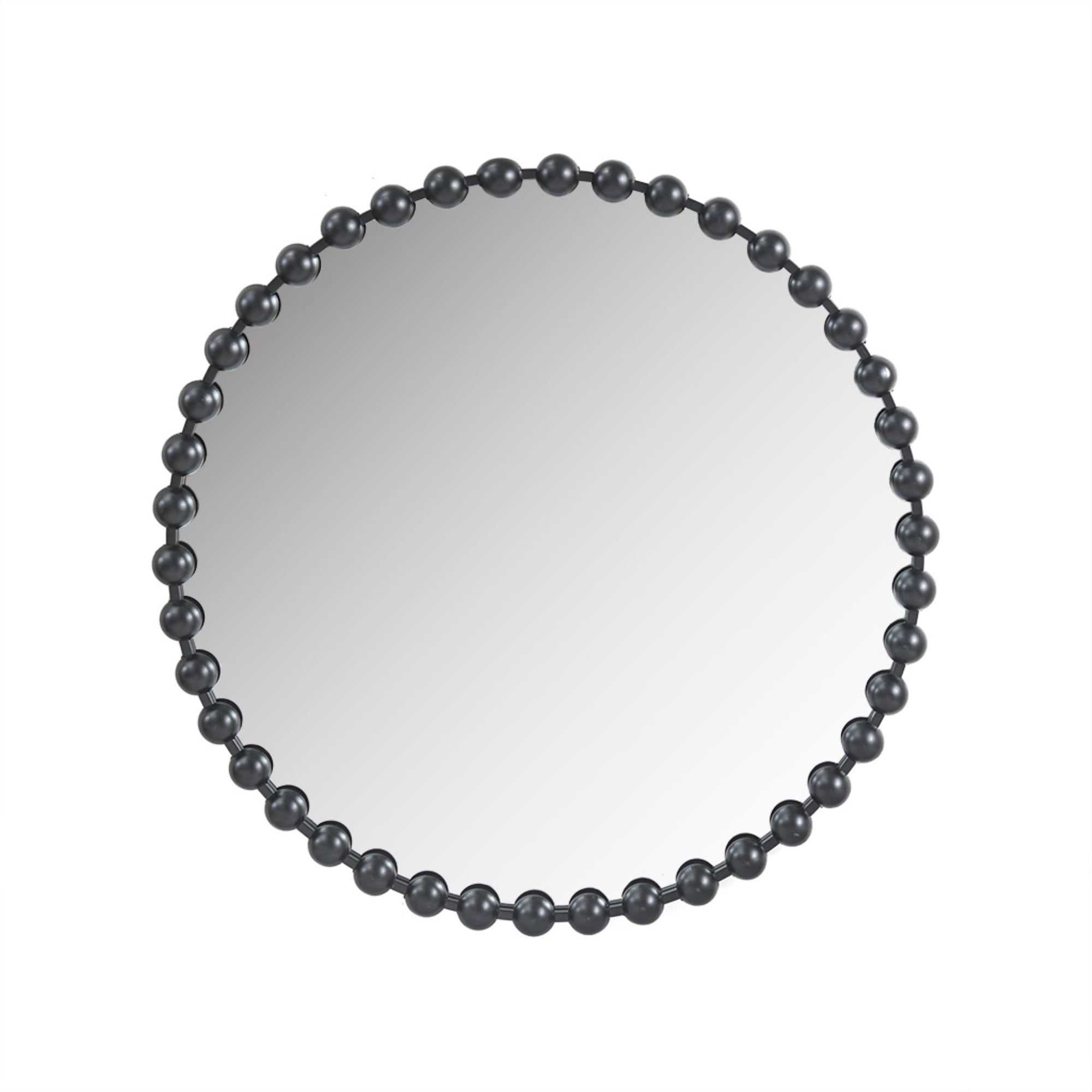 Ergode Beaded Round Wall Mirror - Exquisite Iron Frame with Matte Black ...