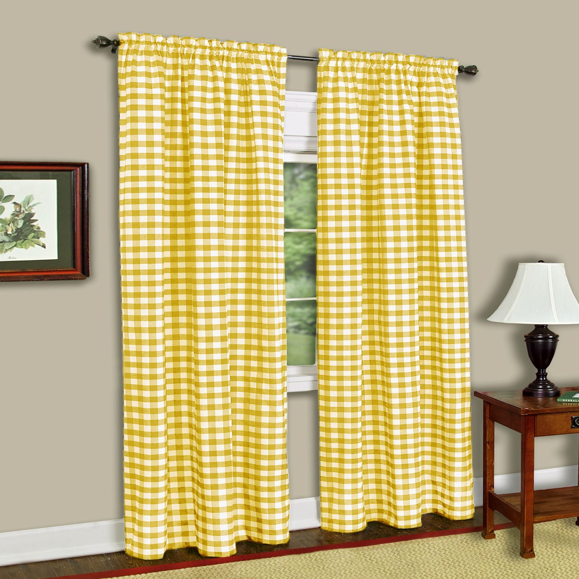 Ergode Buffalo Check Window Curtain Panel - 42x95 - Yellow - Walmart.com