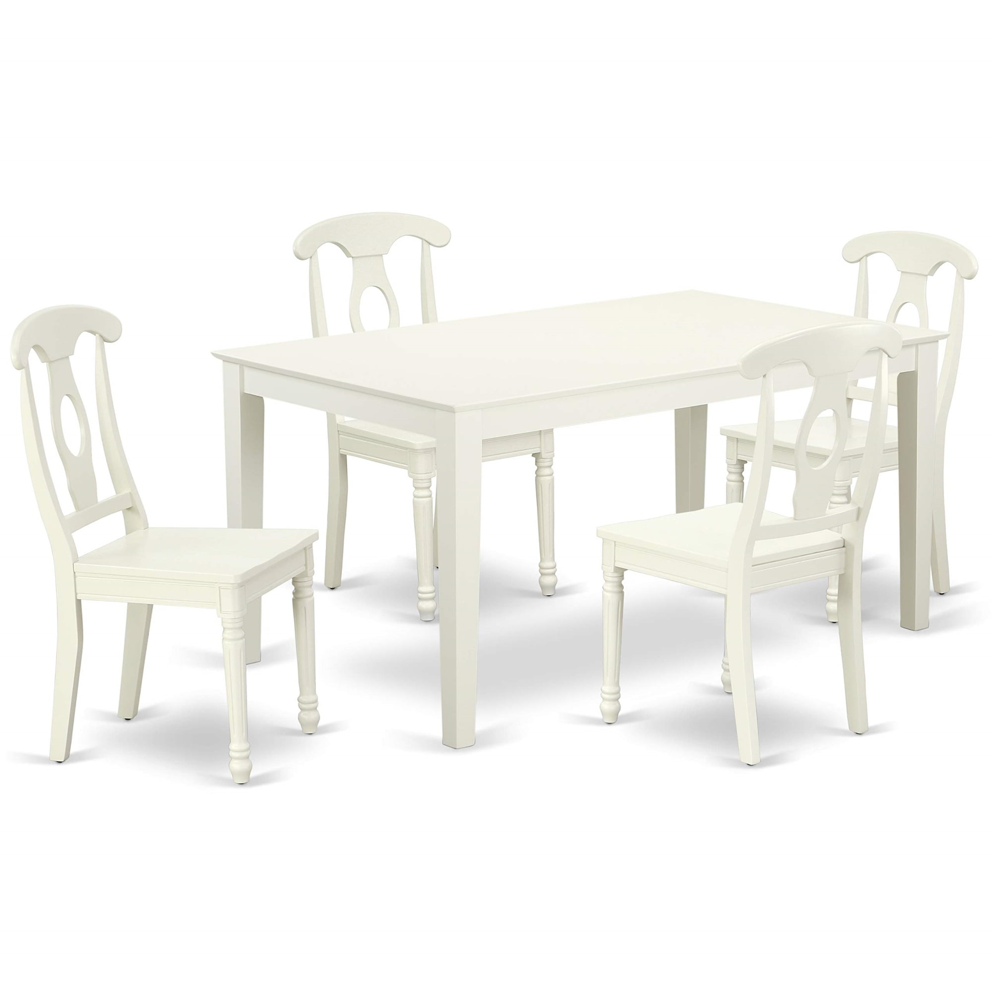 Ergode CAKE5-LWH-W, 5-Piece Small Dining Table Set, Rectangle Table & 4 Kitchen Chairs, Wooden ...