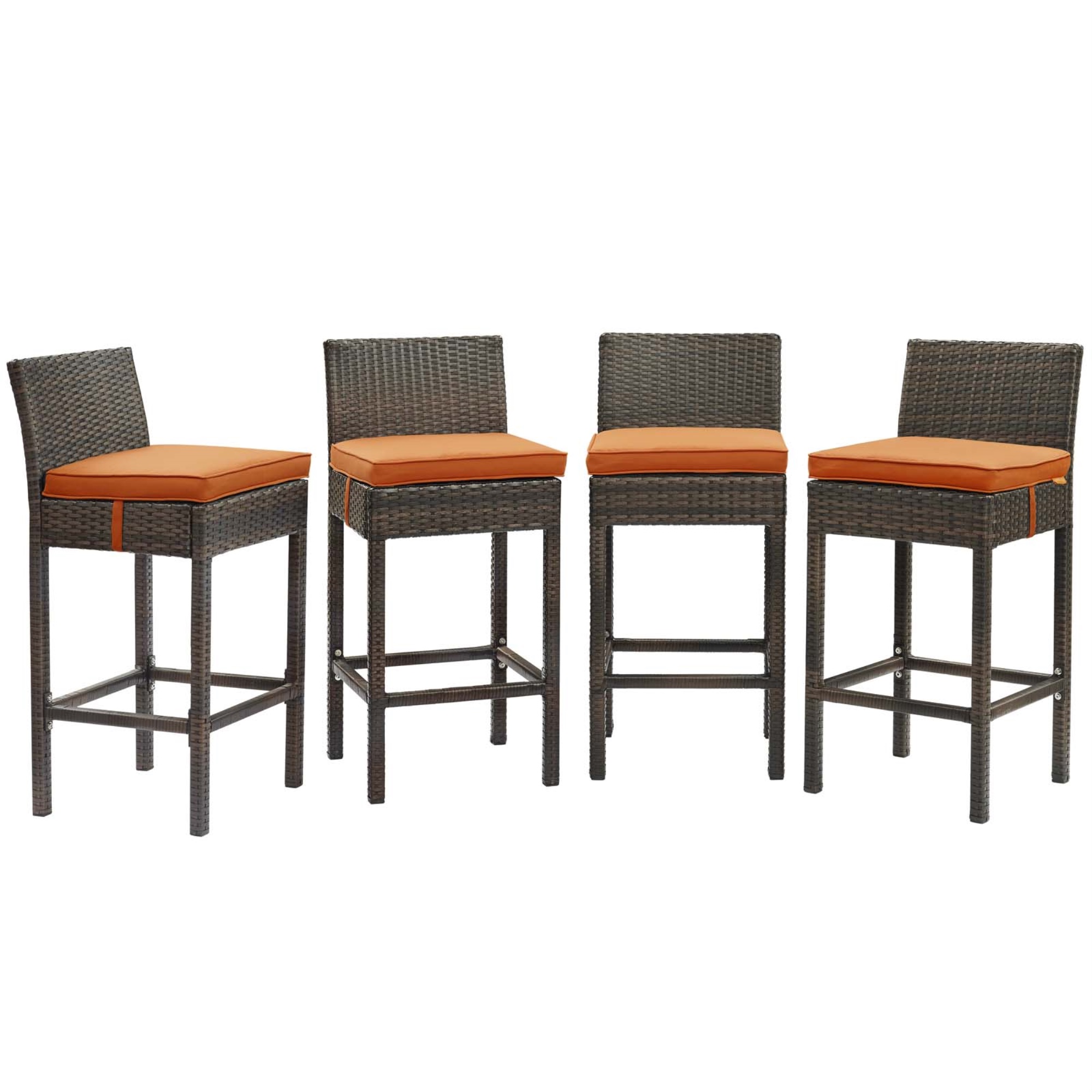 Ergode Conduit Bar Stool Outdoor Patio Wicker Rattan Set of 4 - Brown ...