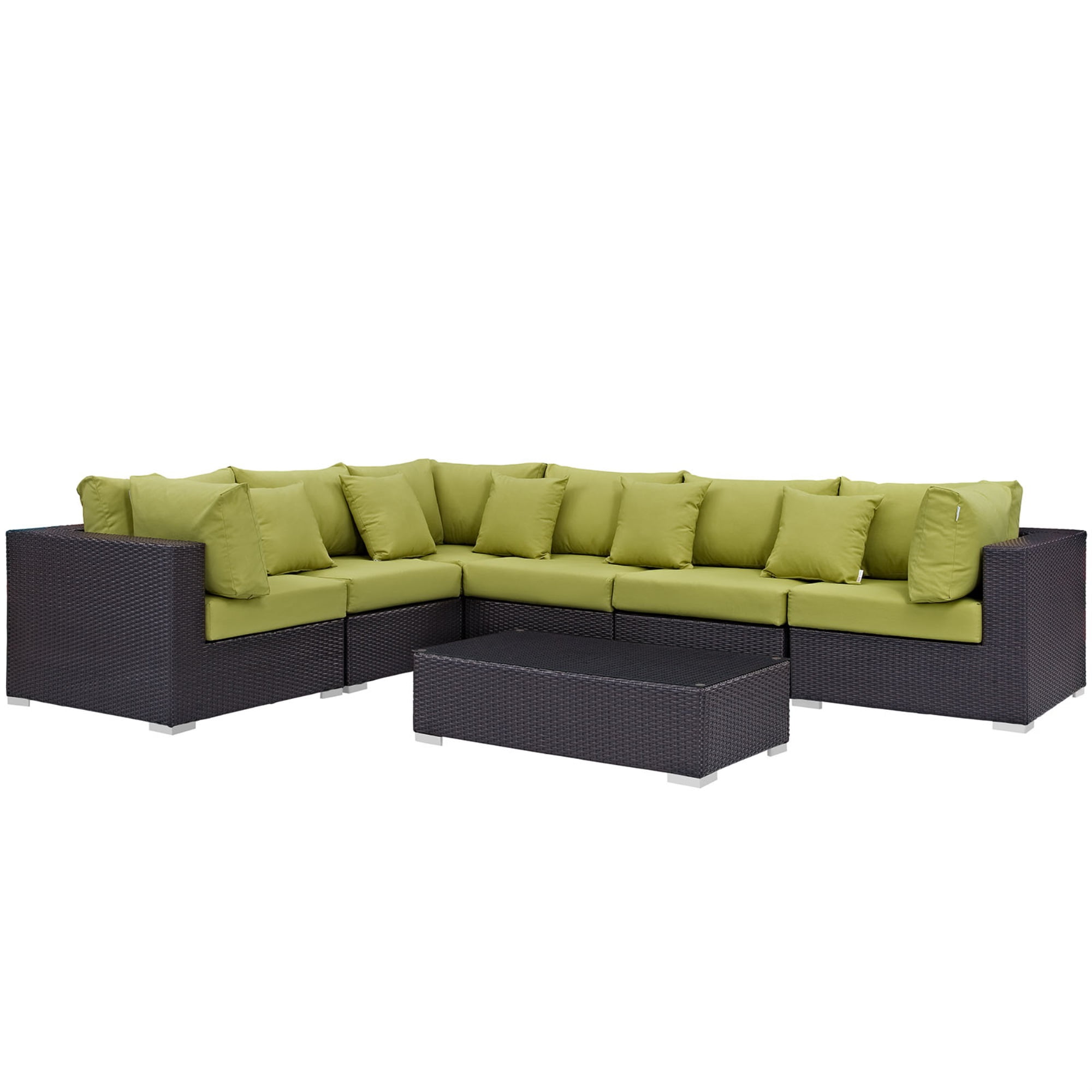 Ergode Convene 7 Piece Outdoor Patio Sectional Set - Expresso Peridot ...