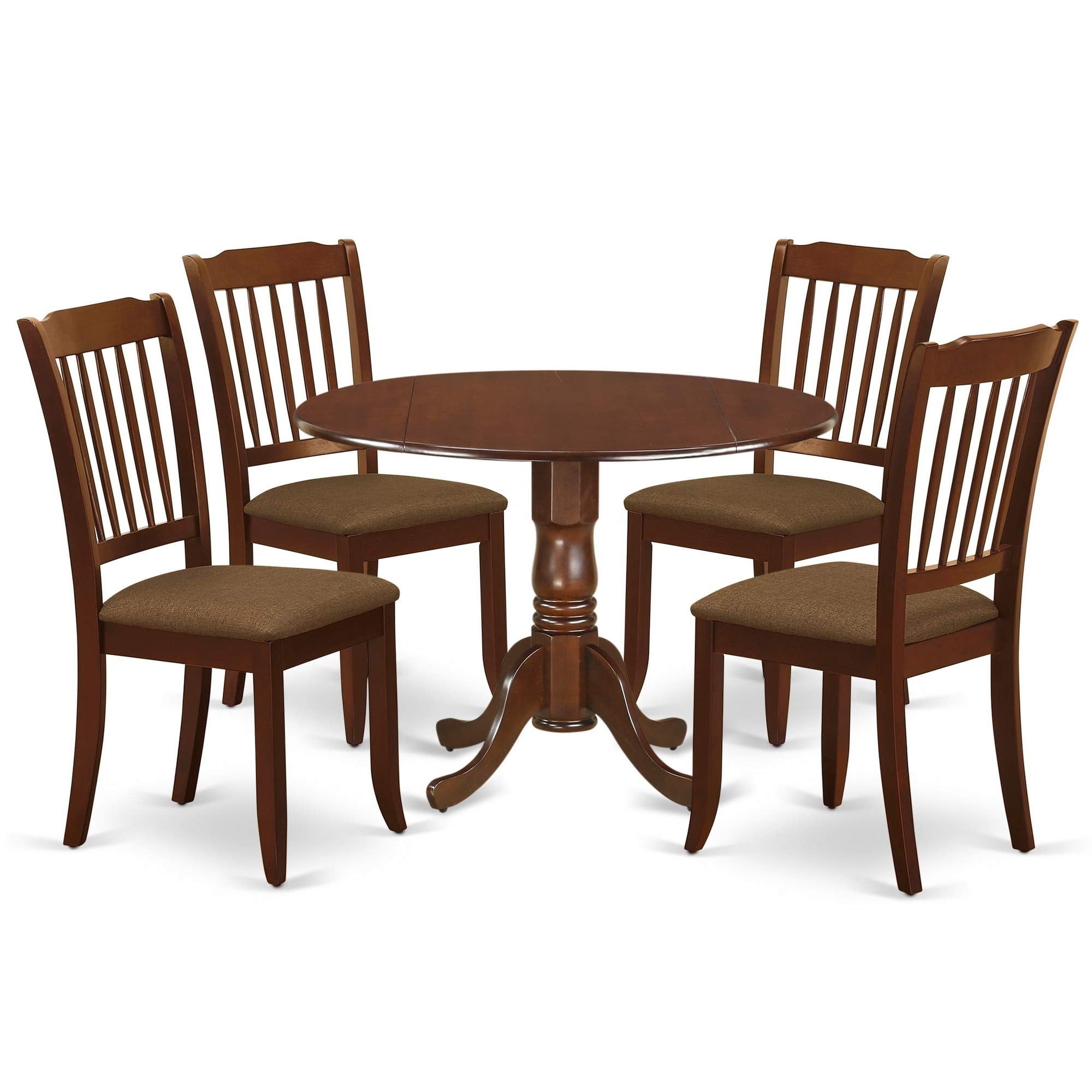Ergode DLDA5-MAH-C, 5-Piece Dining Set, Wooden Table & 4 Chairs, Linen ...