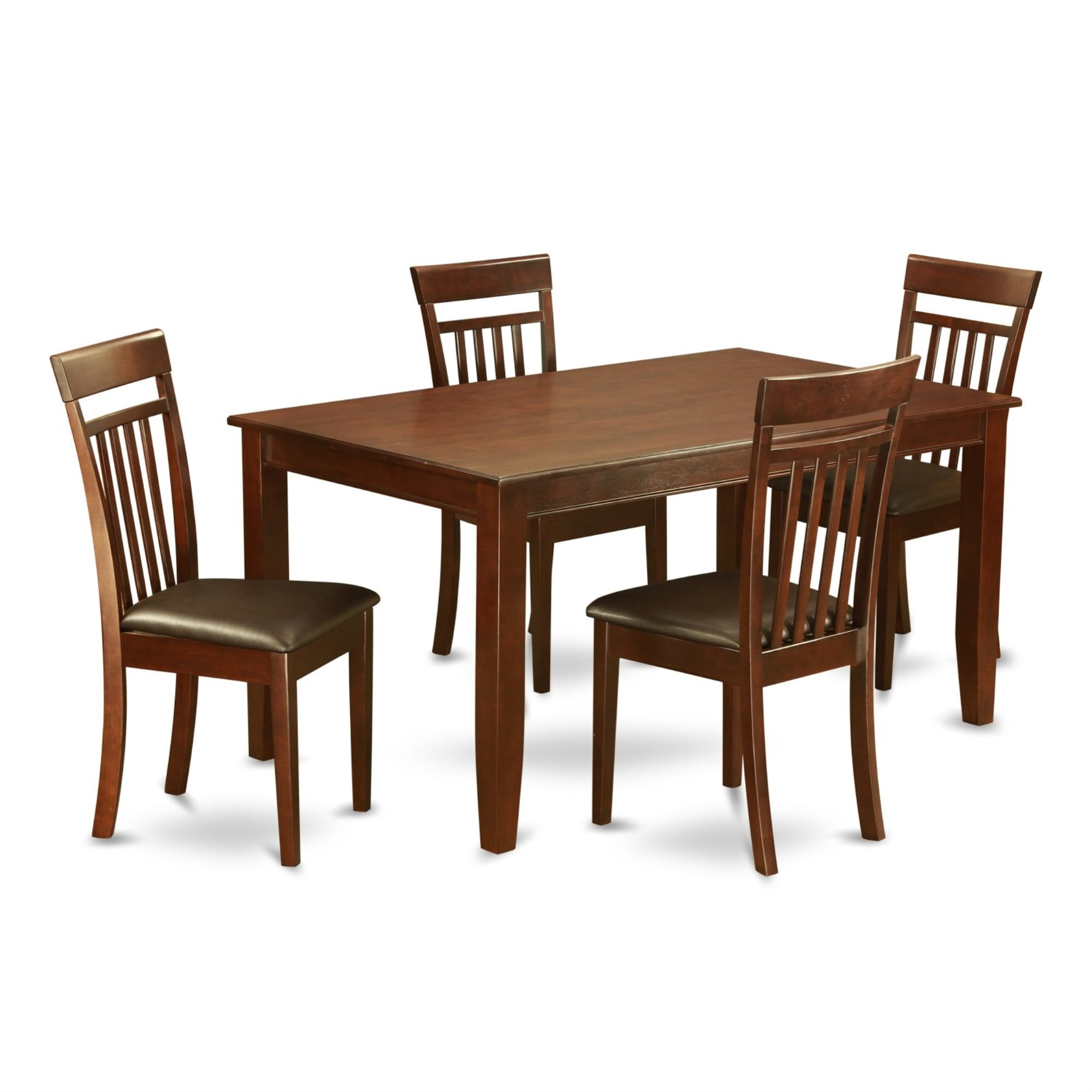 Ergode DUCA5-MAH-LC Dudley 5 Piece Room Set, Rectangle Kitchen Table, 4 Faux Leather Dining ...