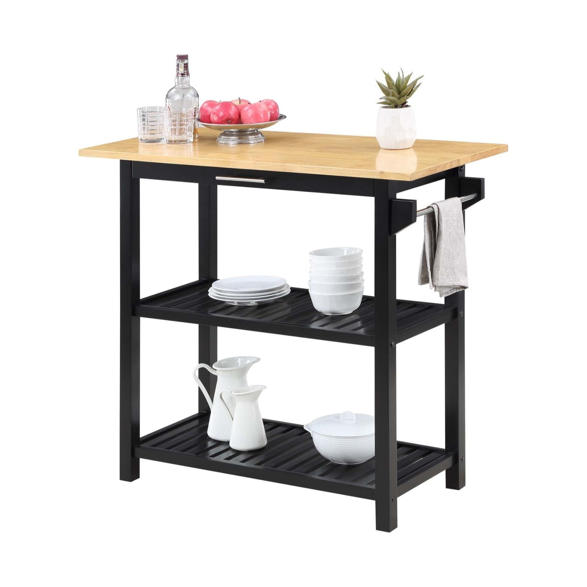 Ergode Designs2Go 3 Tier Butcher Block Kitchen Prep Island with Drawer ...