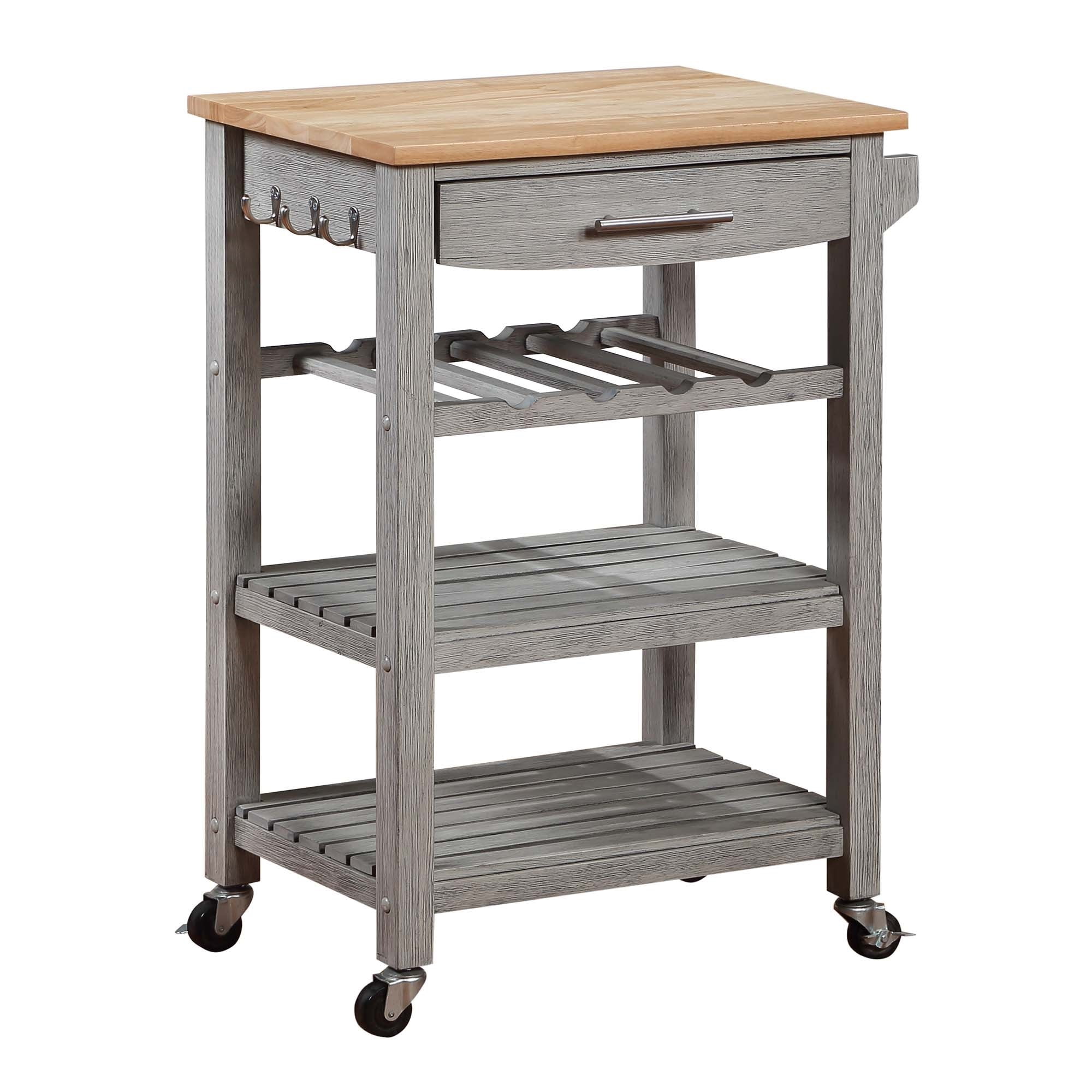 Ergode Ellaine 4 Tier Butcher Block Kitchen Cart - Drawer, Wine Rack ...
