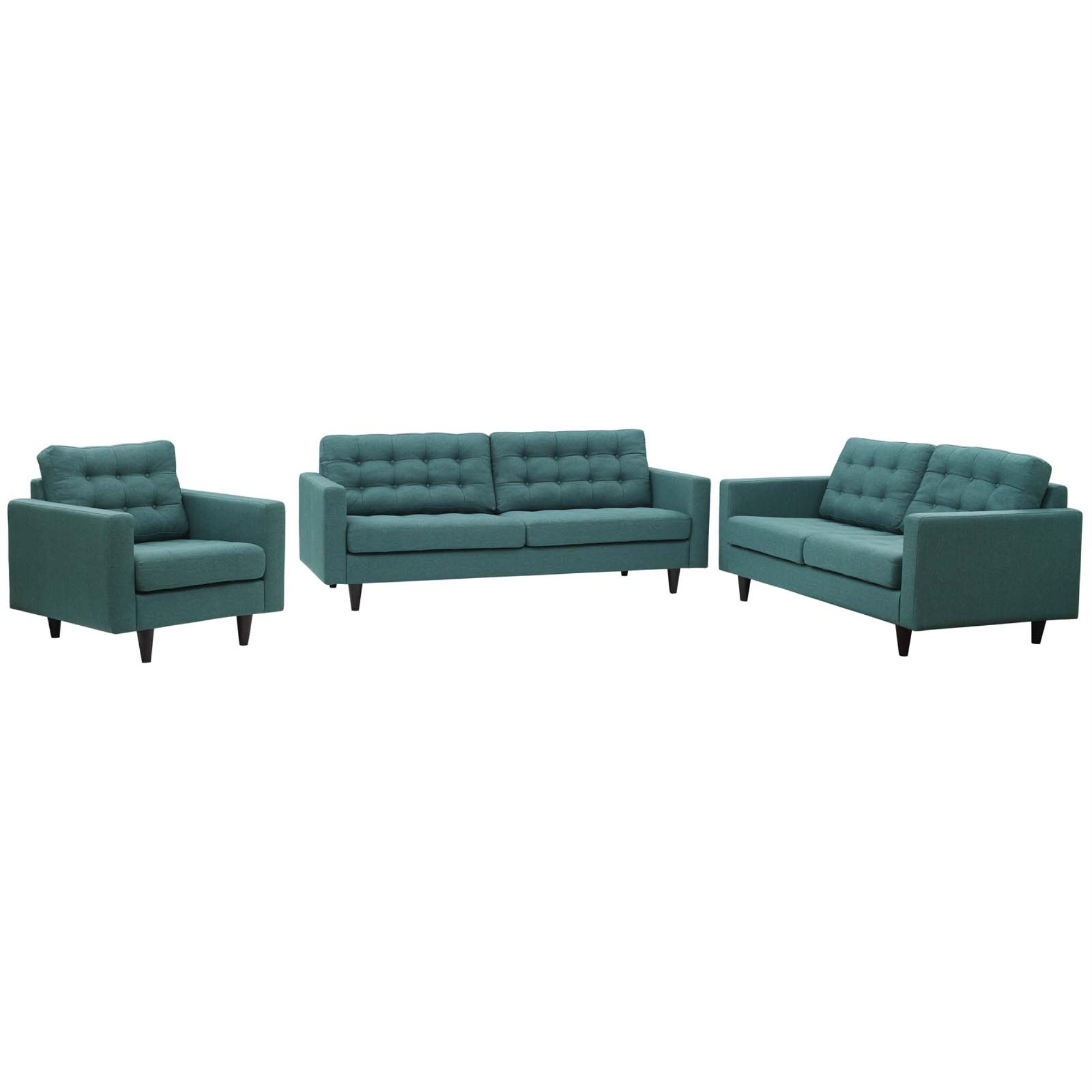 Ergode Empress Sofa, Loveseat and Armchair Set of 3 - Teal - Walmart.com