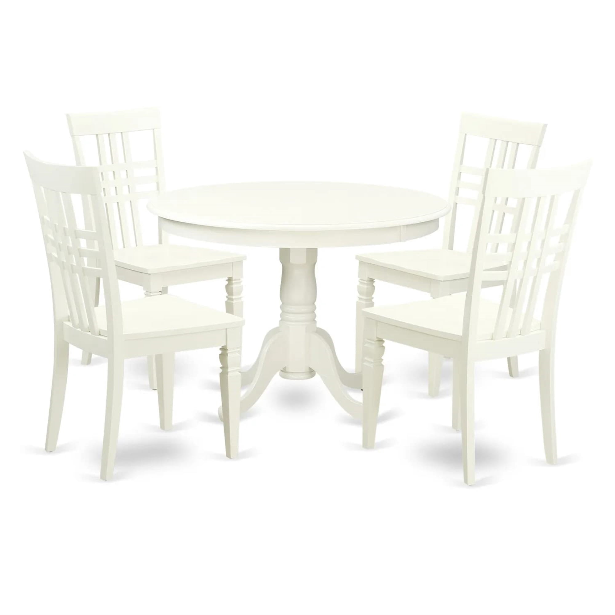 Ergode HLLG5-LWH-W, 5 Piece Dinette Set, Round Dining Table with ...