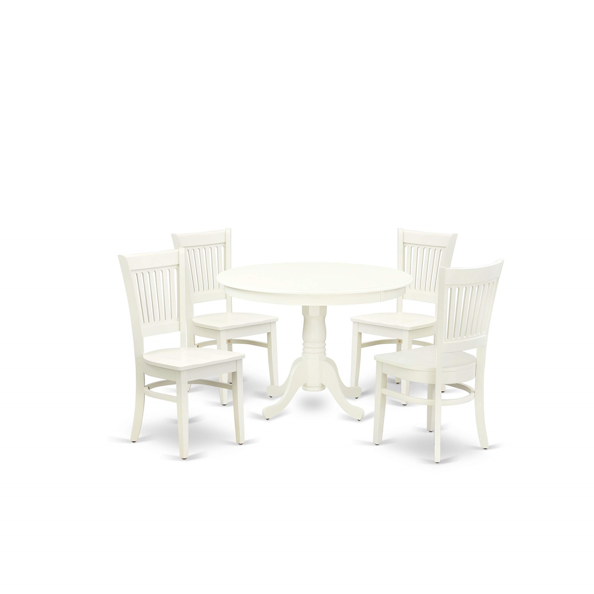 Ergode HLVA5-LWH-W, 5-Pc Kitchen Dining Set, Round Table with Pedestal ...
