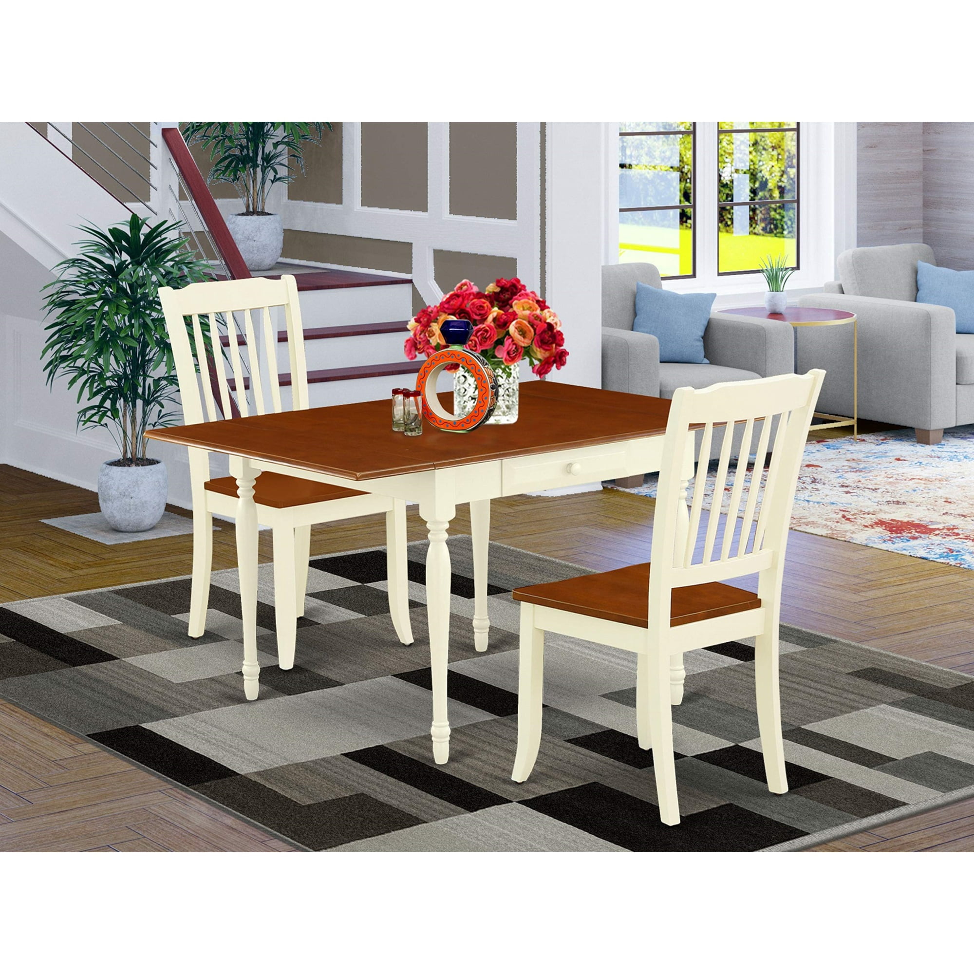Ergode MZDA3-WHI-W 3Pc Kitchen Table Set Contains a Small Dining Table ...