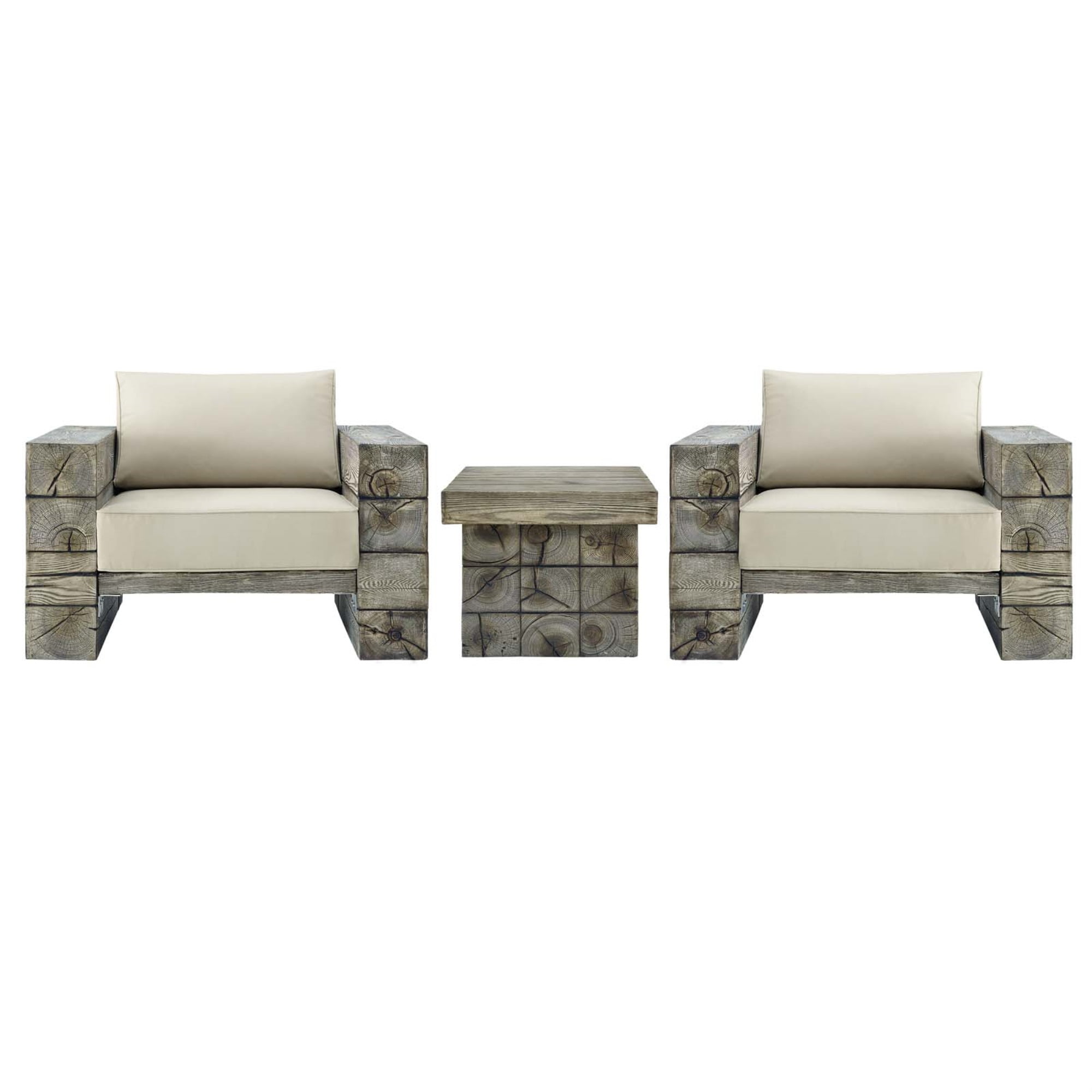 Ergode Manteo Rustic Coastal Outdoor Patio Sunbrella 3 Piece Set ...
