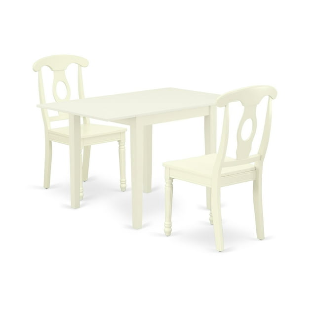 Ergode NDKE3-LWH-W 3Pc Dinette Set for Small Spaces Consists of a Wood Table and 2 Wooden Dining ...