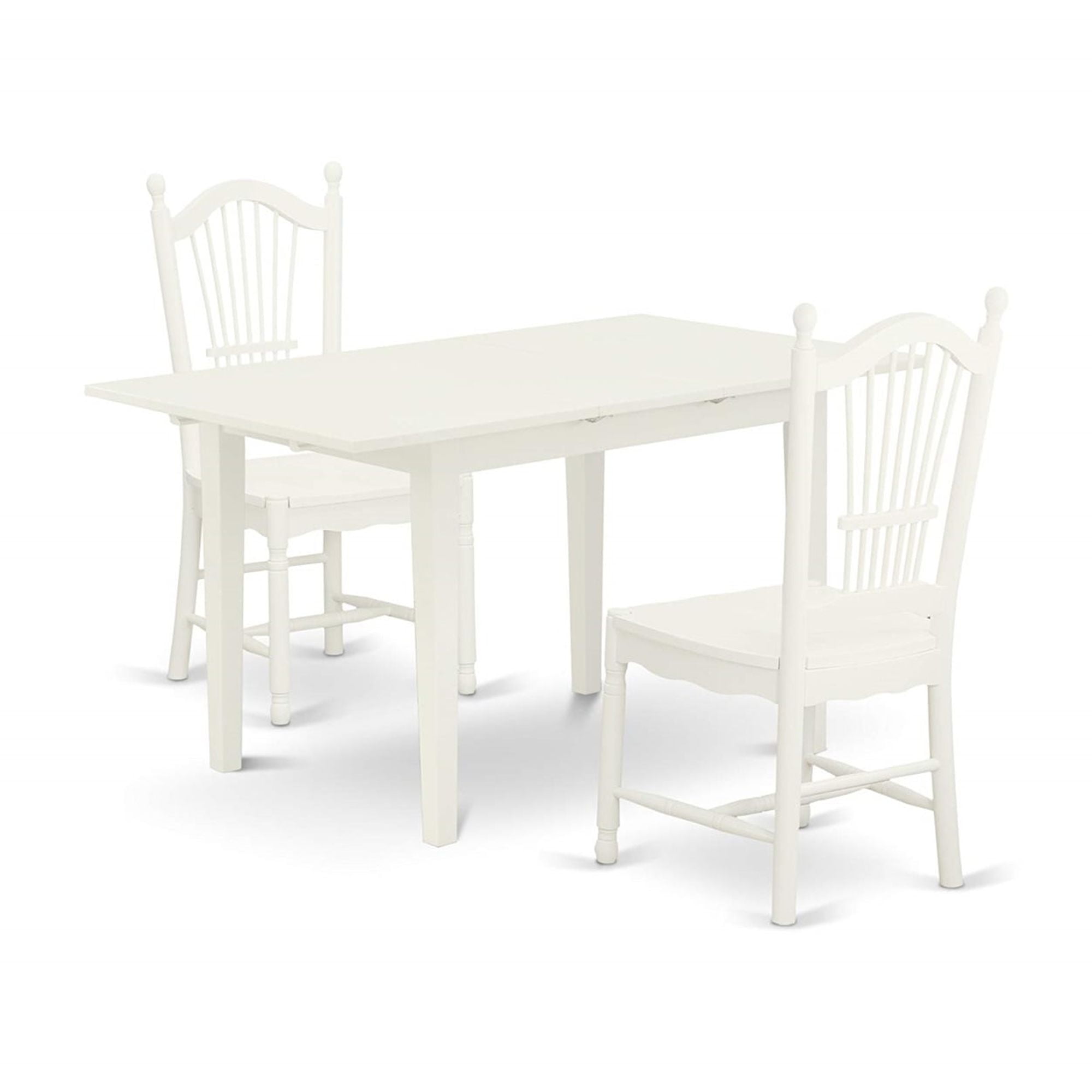 Ergode NODO3-LWH-W 3-Piece Wood Dining Table Set, Linen White Finish ...