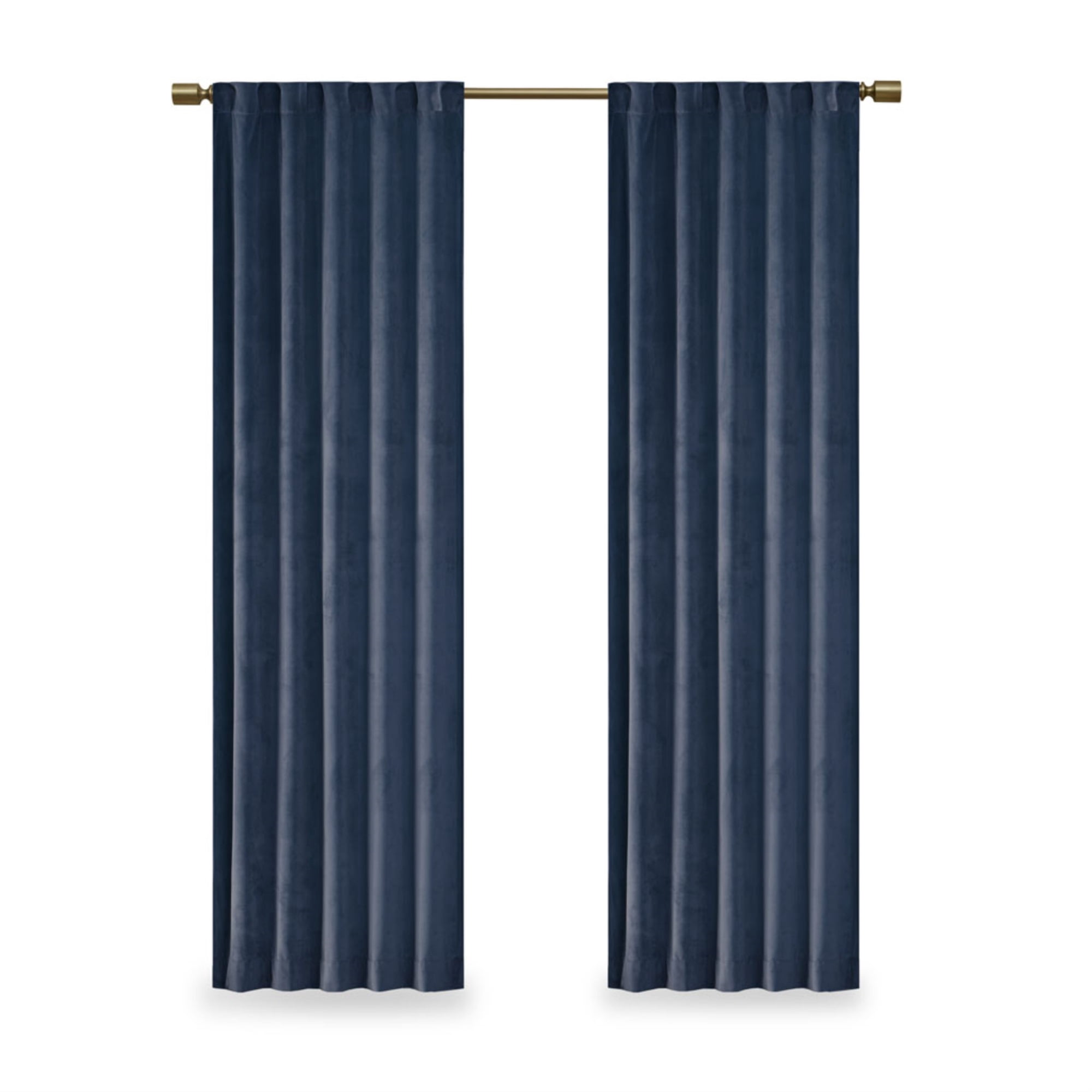 Ergode Poly Velvet Window Panel Pair - Luxurious Solid Navy Curtains ...
