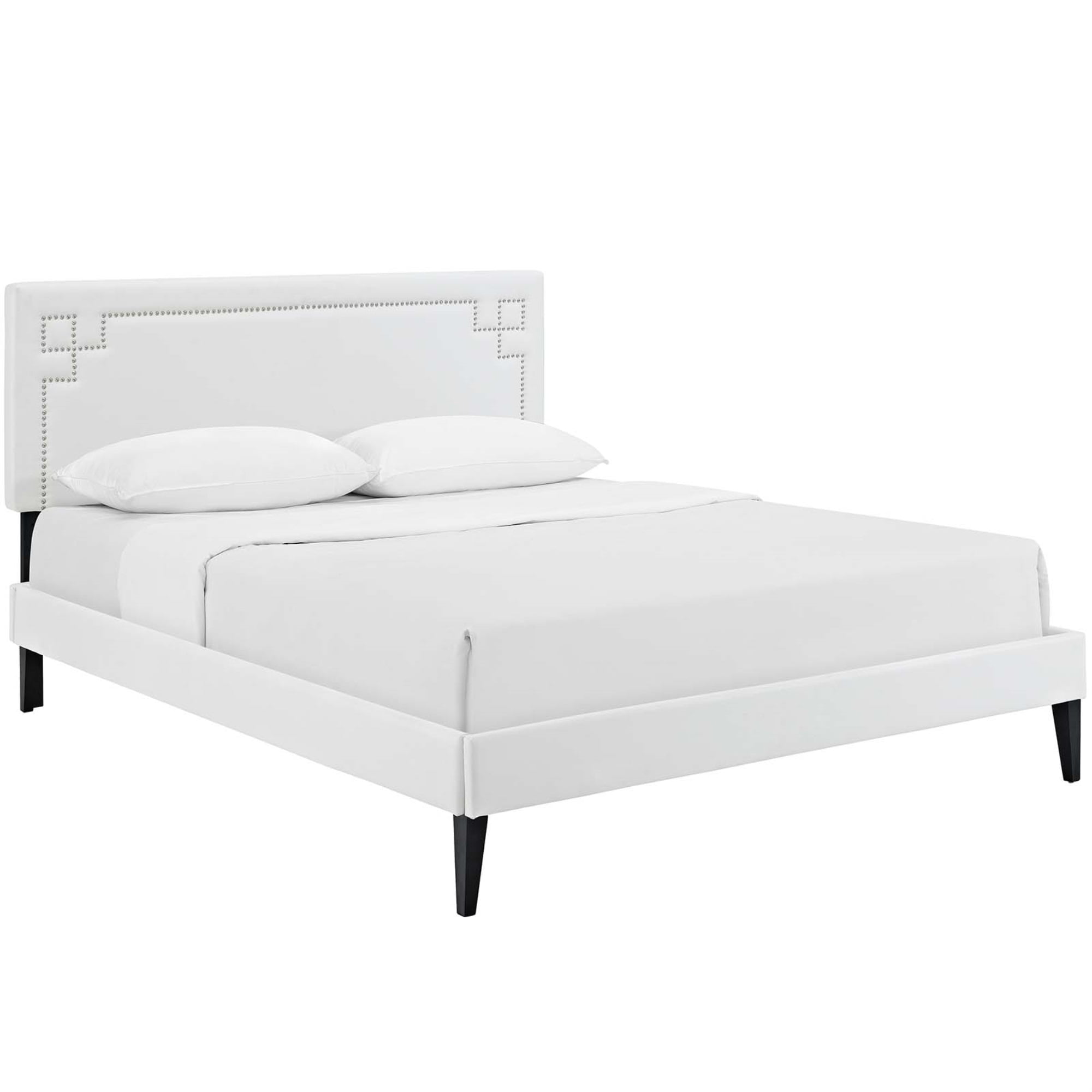 Ergode Ruthie Queen Vinyl Platform Bed with Squared Tapered Legs ...
