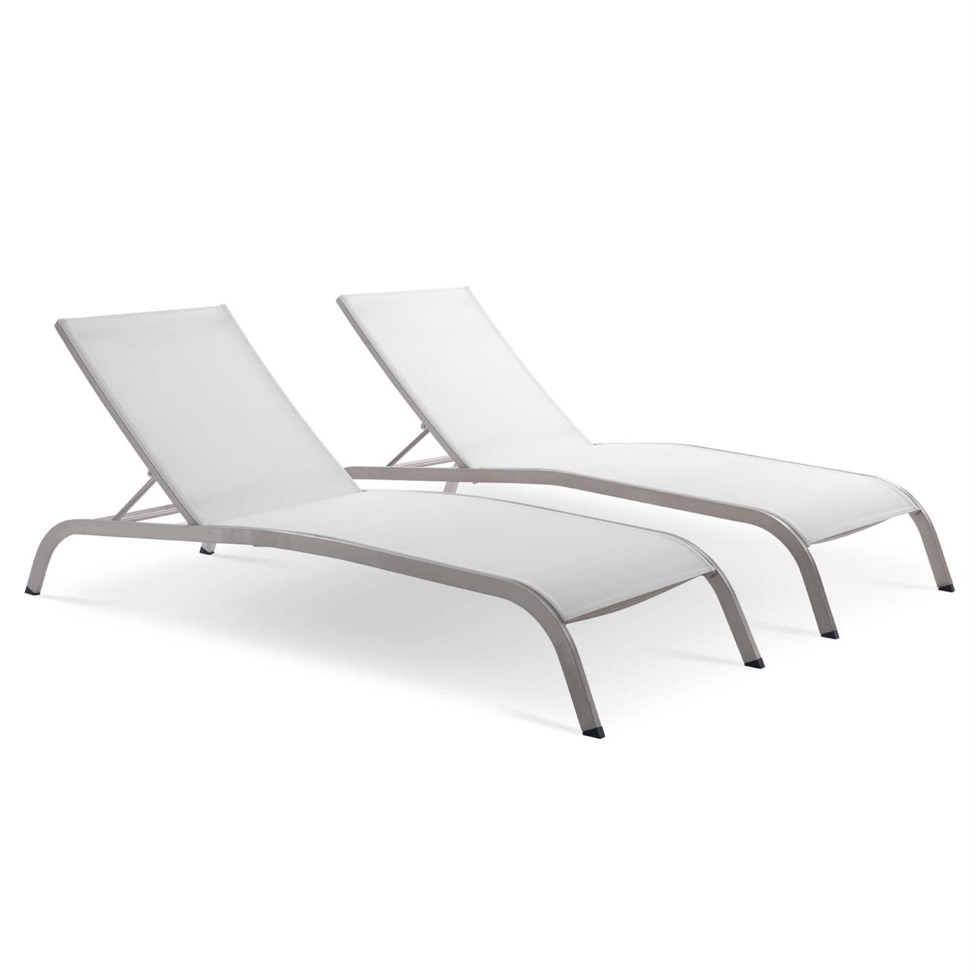 Ergode Savannah Outdoor Patio Mesh Chaise Lounge Set of 2 - White ...