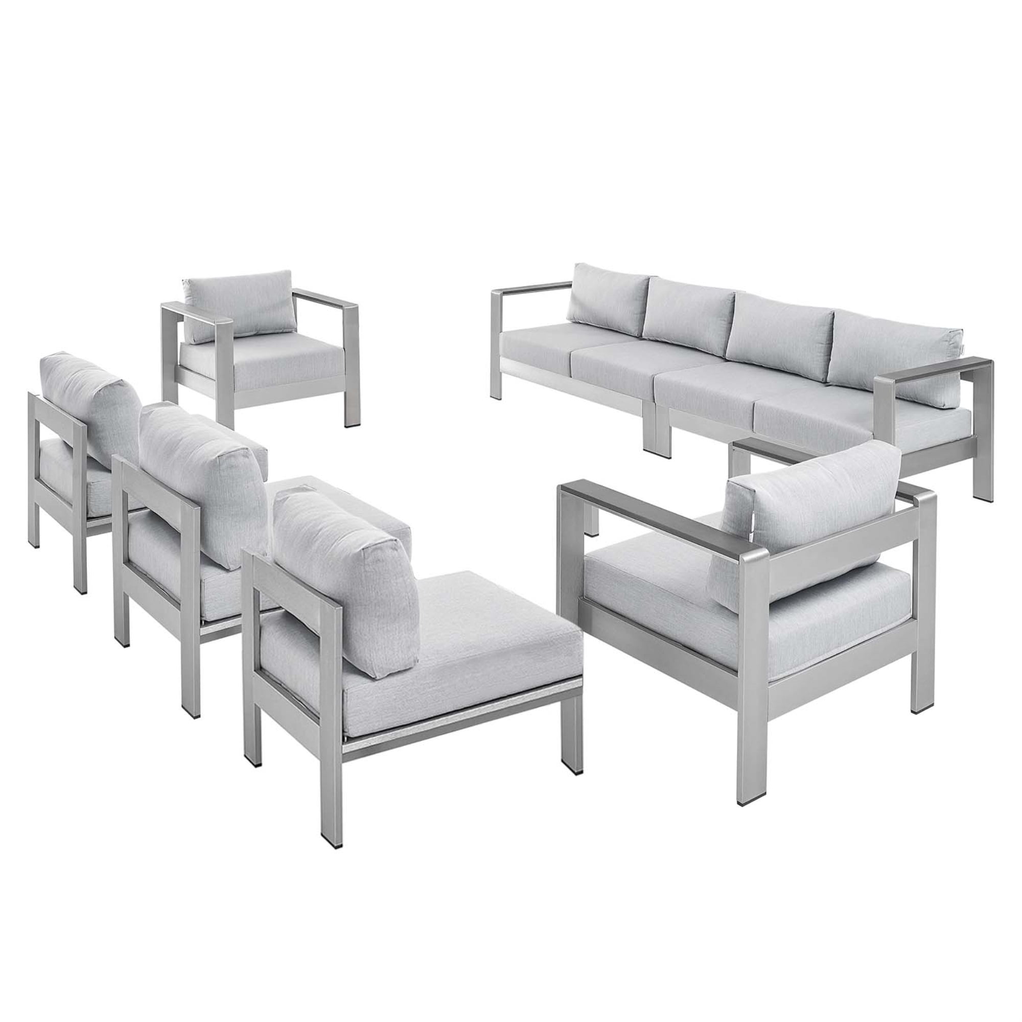 Ergode Shore Sunbrella Fabric Outdoor Patio Aluminum 7 Piece Sectional ...