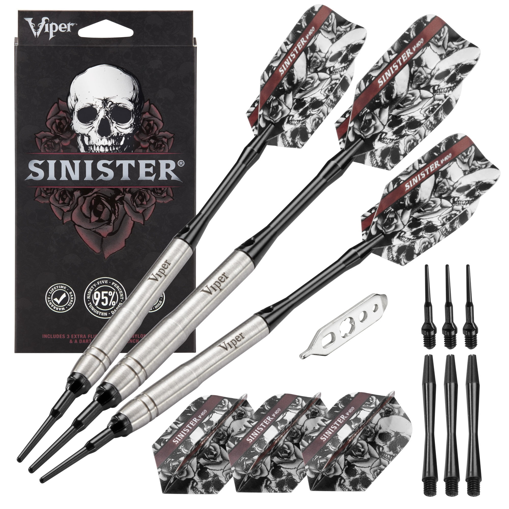 Ergode Sinister Soft Tip Darts - 95% Tungsten Barrels, Slim Design for ...