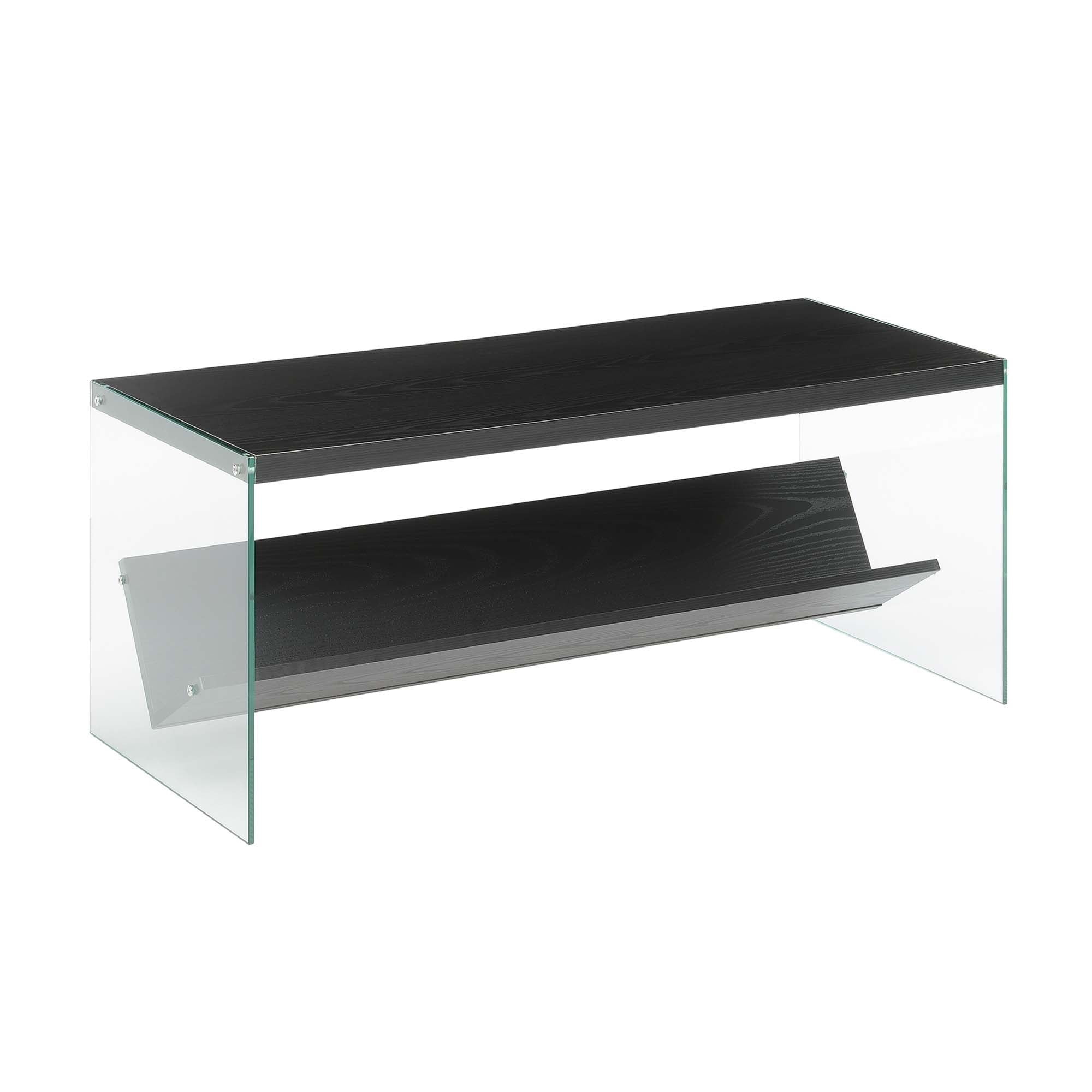 Ergode SoHo Coffee Table with Shelf - Sleek Tempered Glass Sides ...