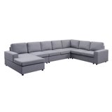Ergode Tifton Light Gray Linen 7 Seat Reversible Modular Sectional Sofa ...