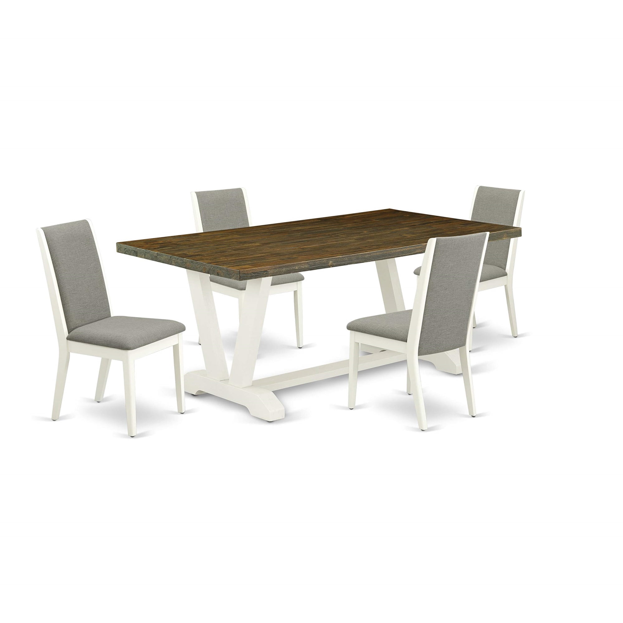 Ergode V077LA206-5, 5-Piece Kitchen Table Set, Linen White Finish, 4 ...