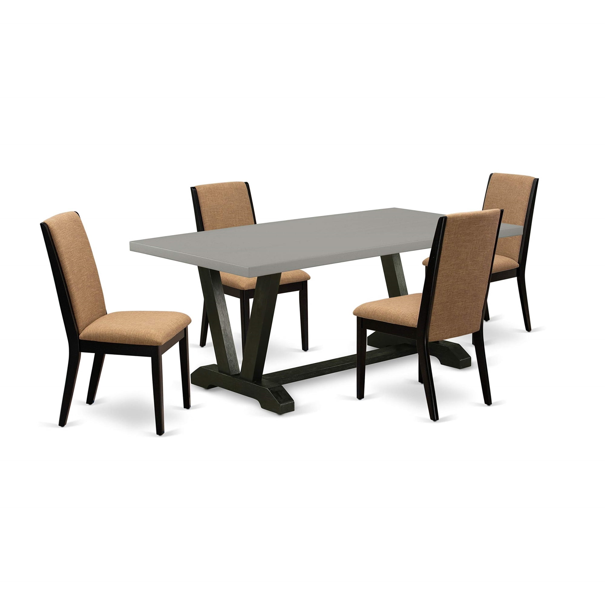 Ergode V697LA147-5, 5PC Dining Set, Rectangle Table, 4 Light Sable ...