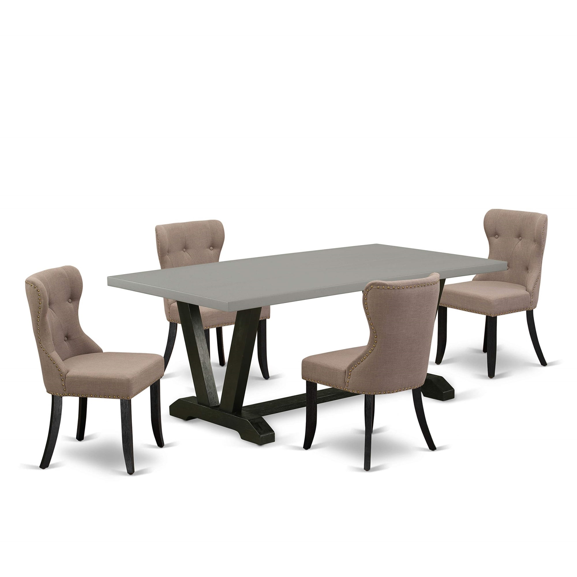 Ergode V697SI648-5, 5-Piece Modern Dining Set, Rectangle Wooden Table ...