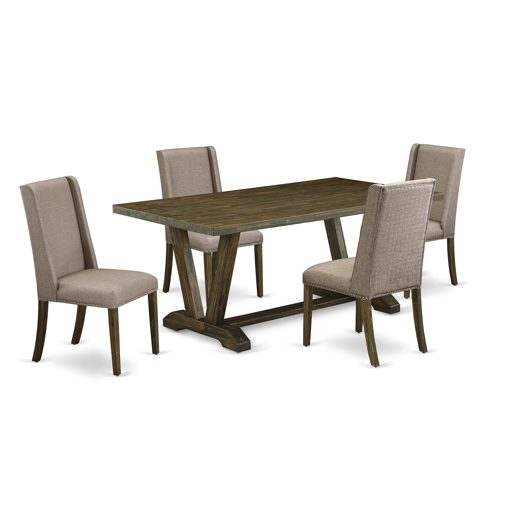 Ergode V777FL716-5, 5-Piece Dining Set, Rectangular Table, Distressed Jacobean Finish, 4 ...