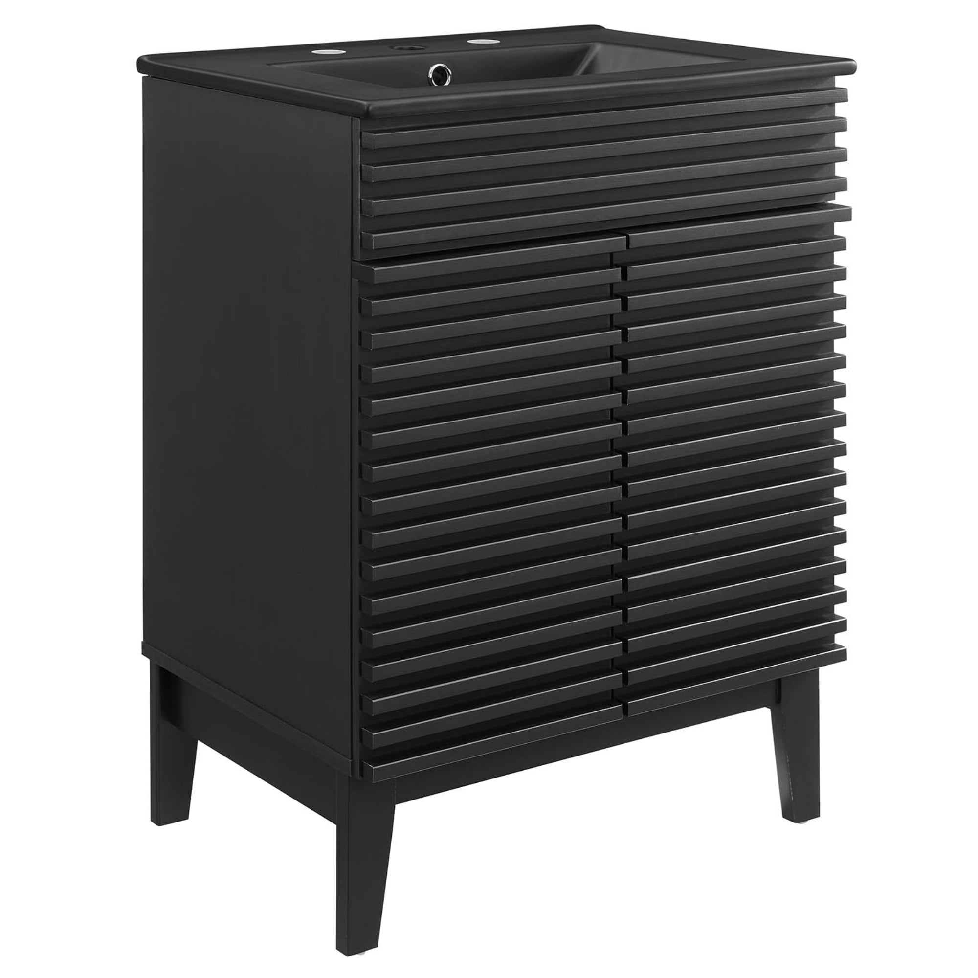 Ergode Vanity - 24" Mid-Century Modern Bathroom Vanity with Ceramic ...
