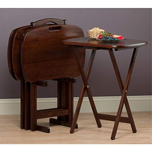 Ergode Wood 5-Piece Snack Table Set - Stylish Folding Tables, Durable X ...