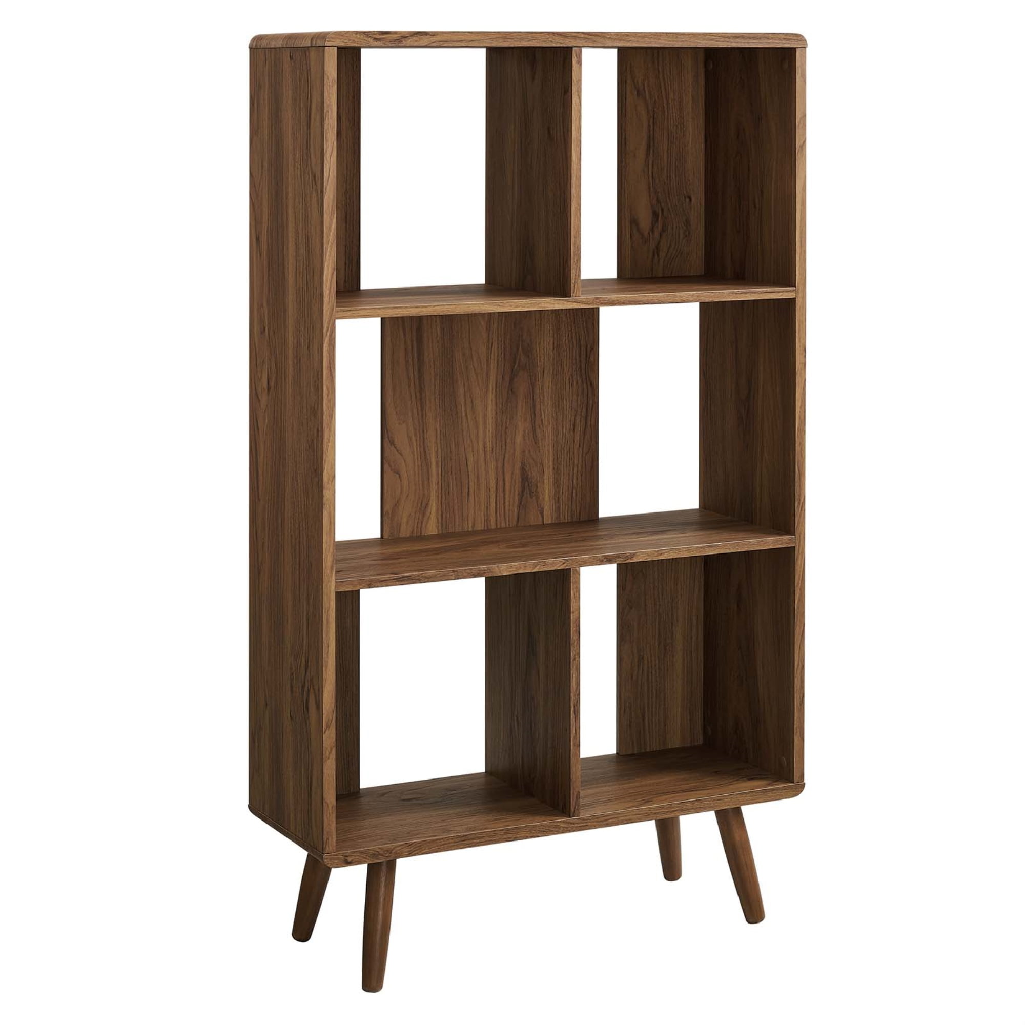 Ergode Wood Grain Bookcase - 5 Shelf, Sturdy Particleboard, Contemporary Design, Easy Assembly ...