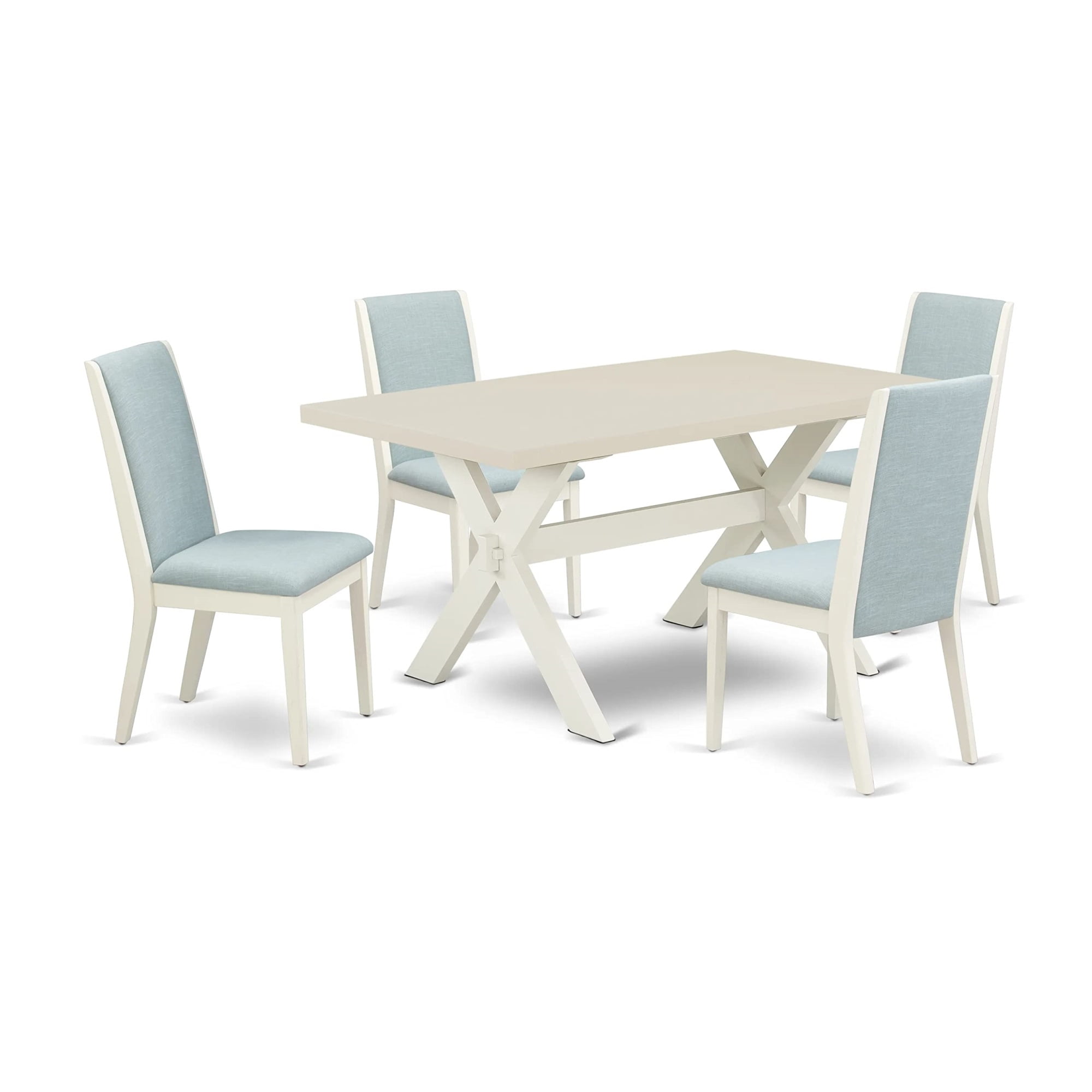 Ergode X026LA015-5 Dining Room Set, Rectangle Wooden Table with X-Legs ...