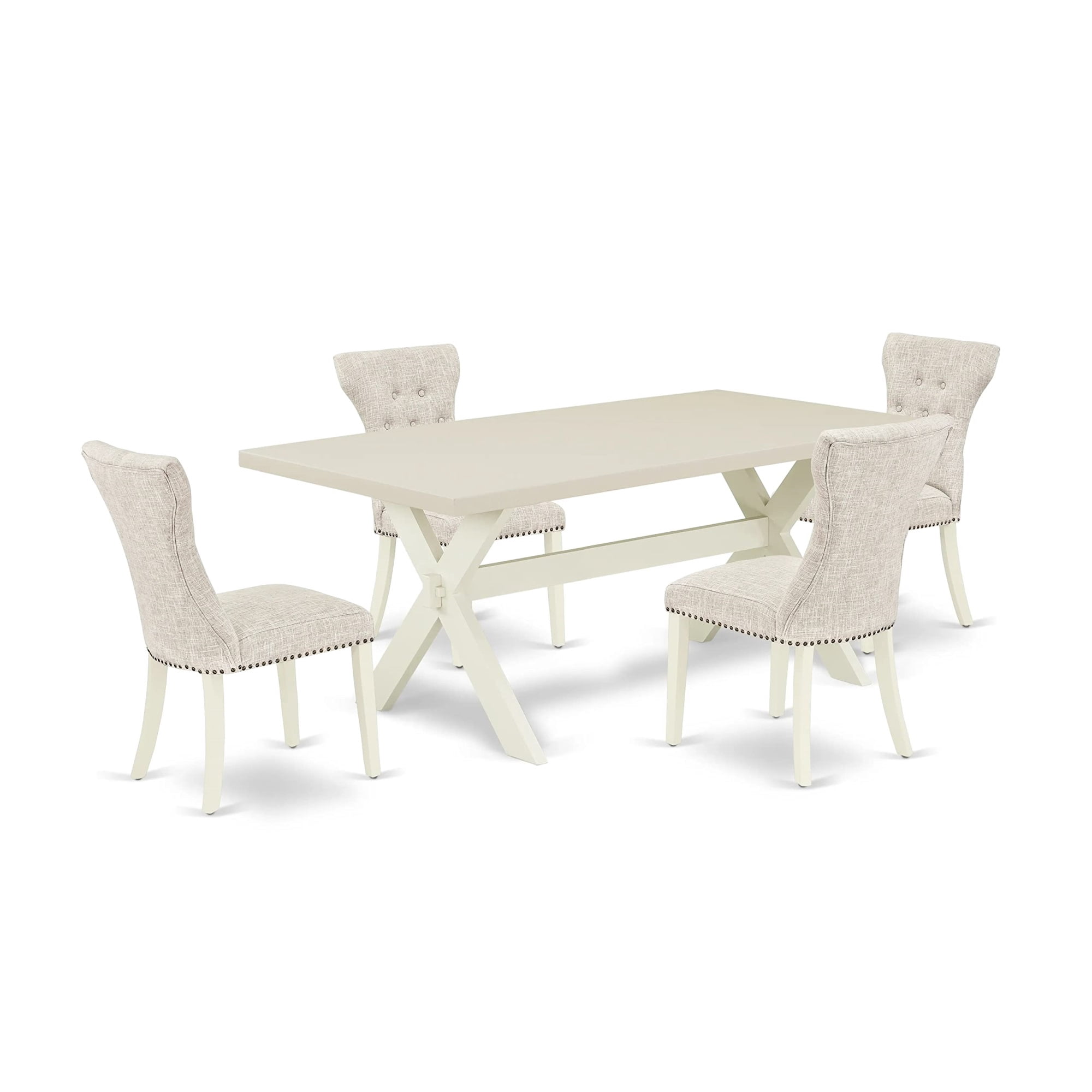 Ergode X027GA235-5, 5-Piece Dining Set, Rectangle Table with X-Legs, 4 ...