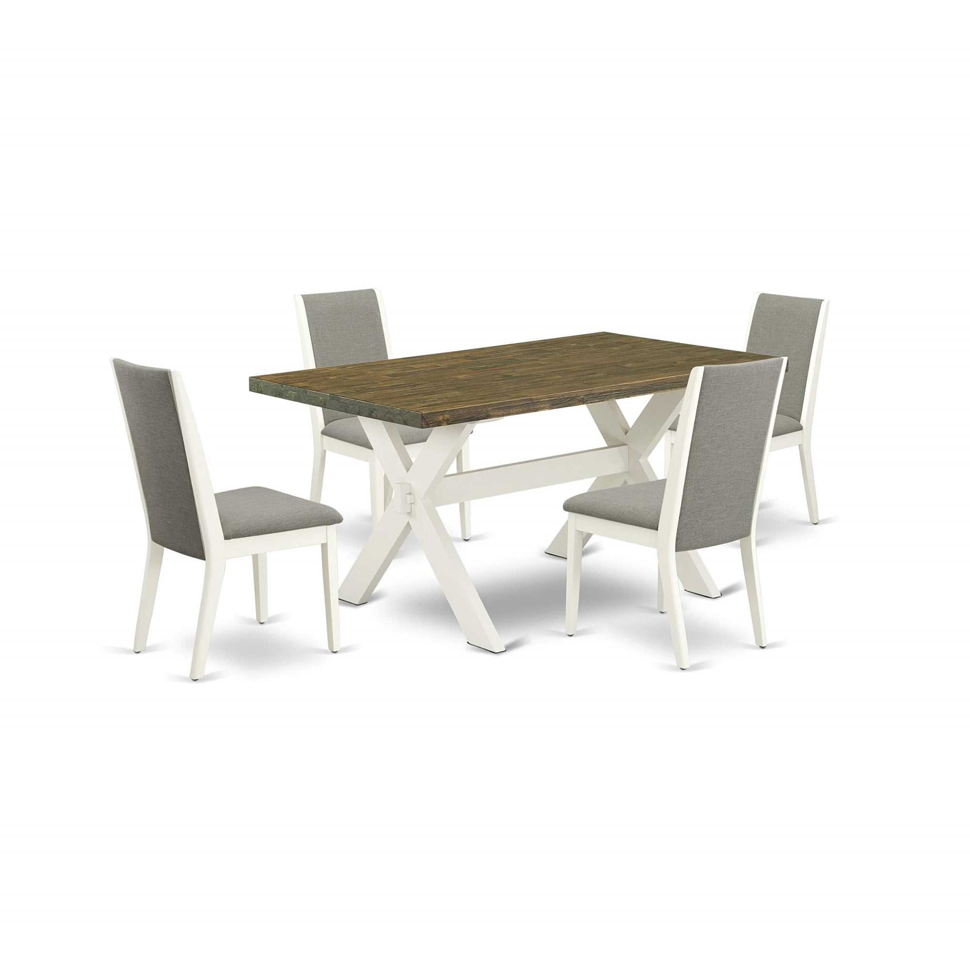 Ergode X076LA206-5, 5-PC Dining Set, Rectangle Table with X-Legs, 4 ...