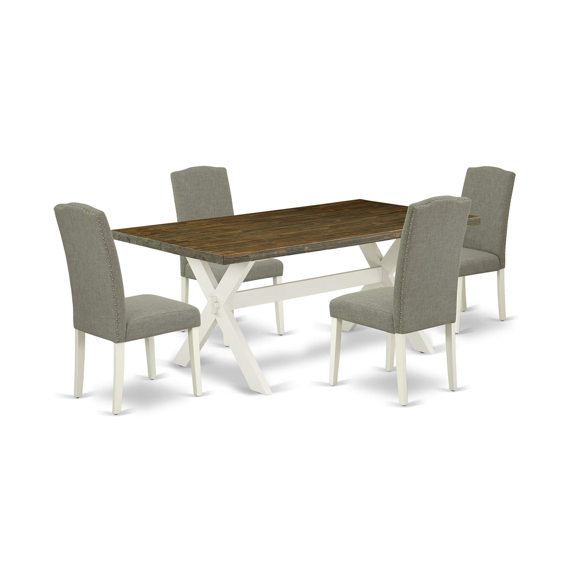 Ergode X077EN206-5, 5-Piece Rectangular Dining Set, Table with X-Legs ...