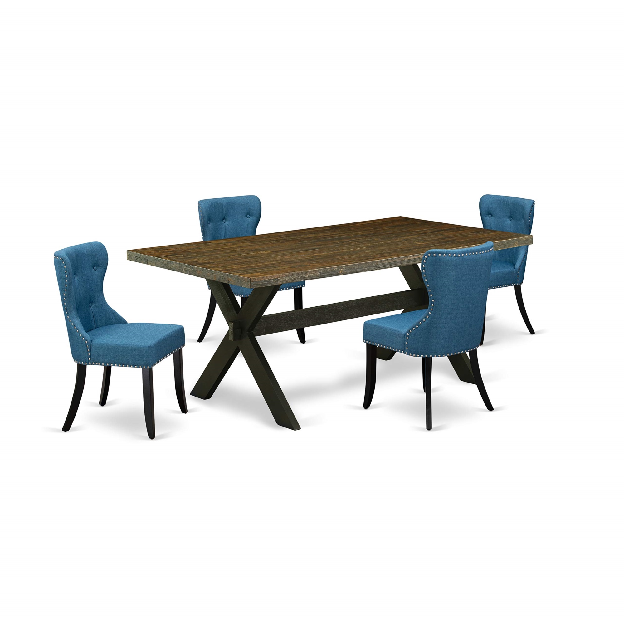Ergode X677SI121-5, 5-Piece Dinette Room Set, Rectangular Table with X ...