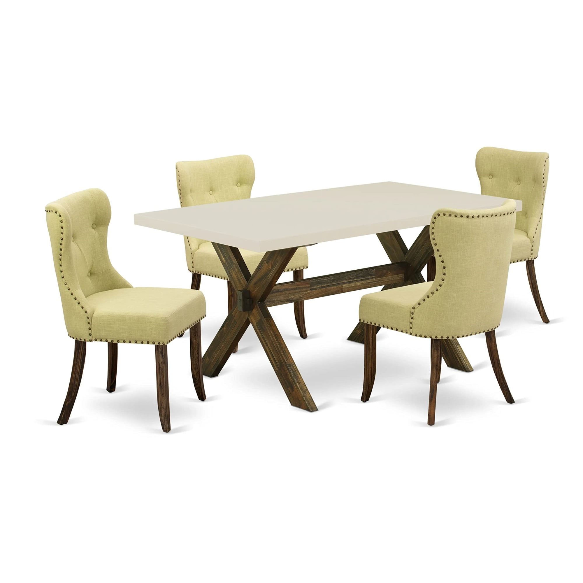 Ergode X726SI737-5, 5-Piece Dining Table Set, Rectangle Table with X ...