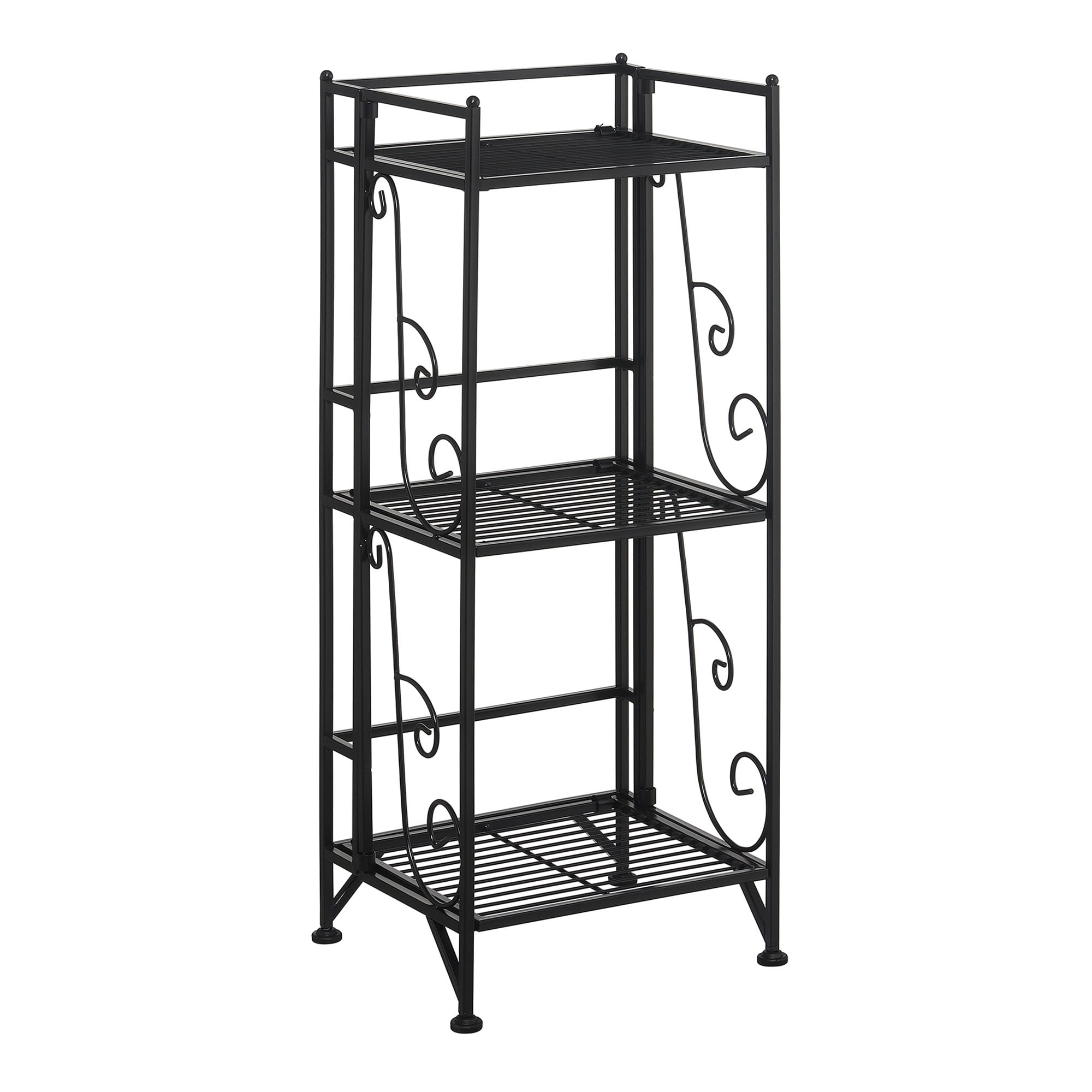 Ergode Xtra Storage 3 Tier Folding Metal Shelf with Scroll Design ...