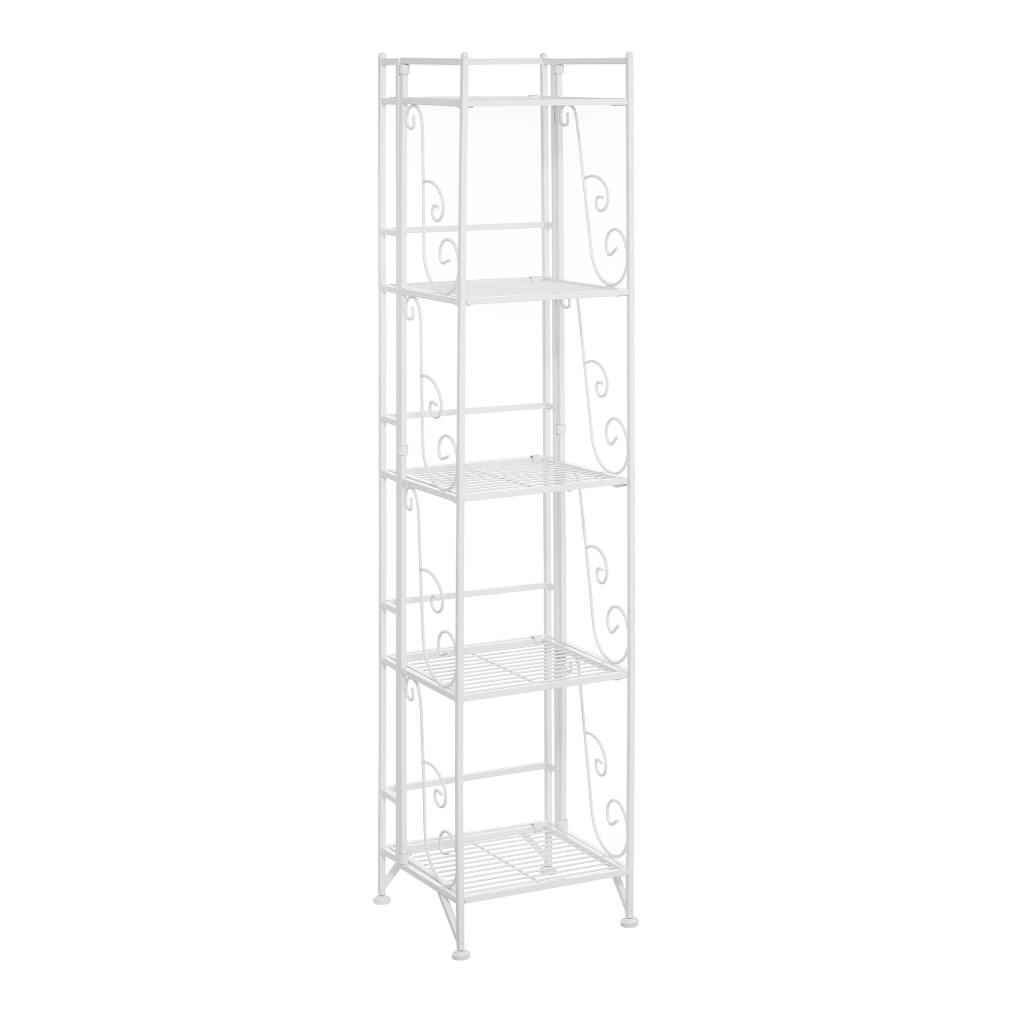 Ergode Xtra Storage 5 Tier Folding Metal Shelf with Scroll Design ...