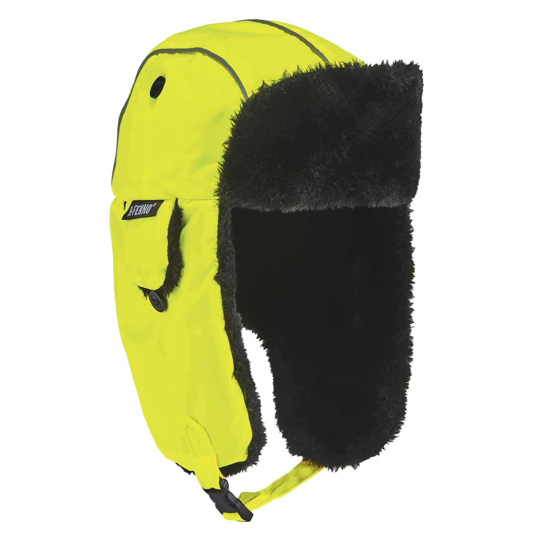 Ergodyne N-Ferno 6802 High Visibility Thermal Winter Trapper Hat, Lime ...