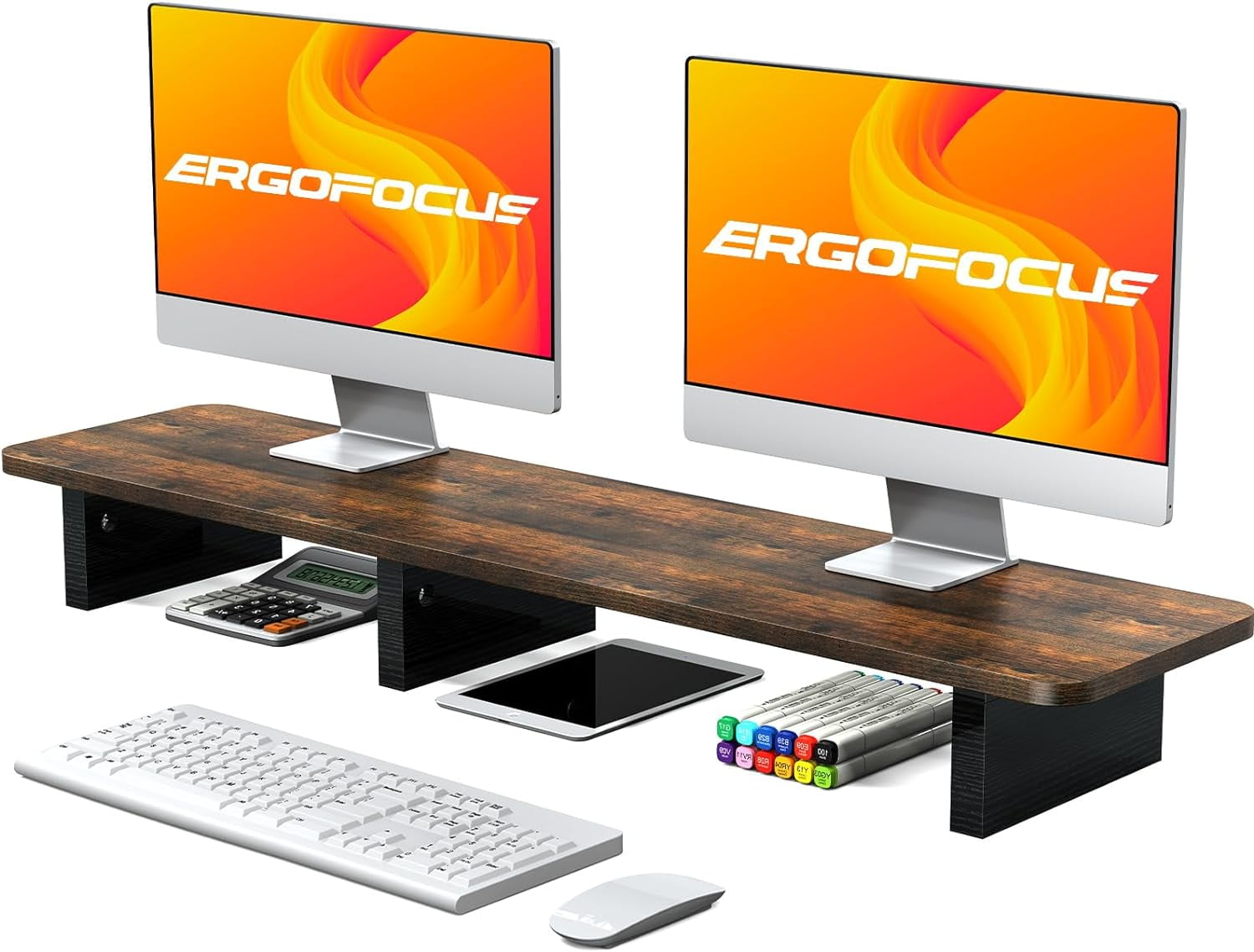Ergofoucs Large Wood Monitor Stand, 39-inch Long Monitor Stand Riser ...