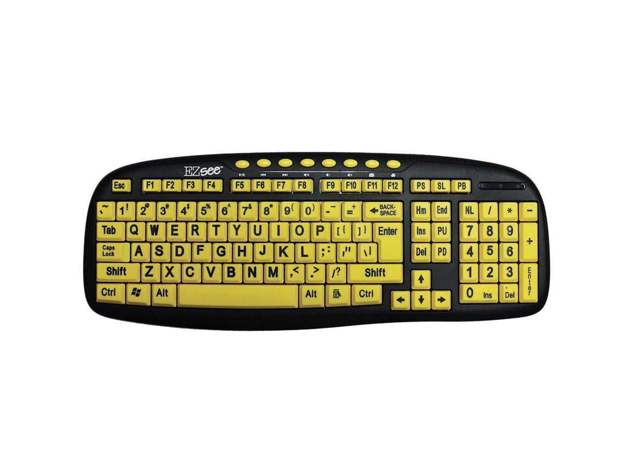 Ergoguys CD-1038 USB Wired Keyboard, Black, Large Print Yellow Keys ...