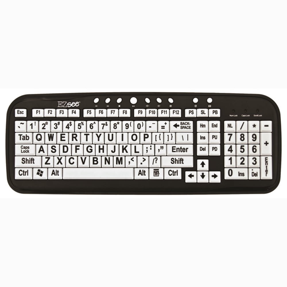 DataCal Low Vision Keyboard Large Black Print, White Keys CD1043 ...