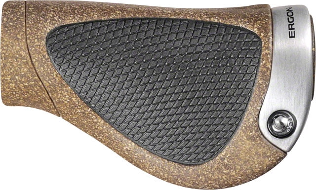 Ergon GP1 BioKork Bicycle Handlebars Grips - Black/Tan, Lock-On ...