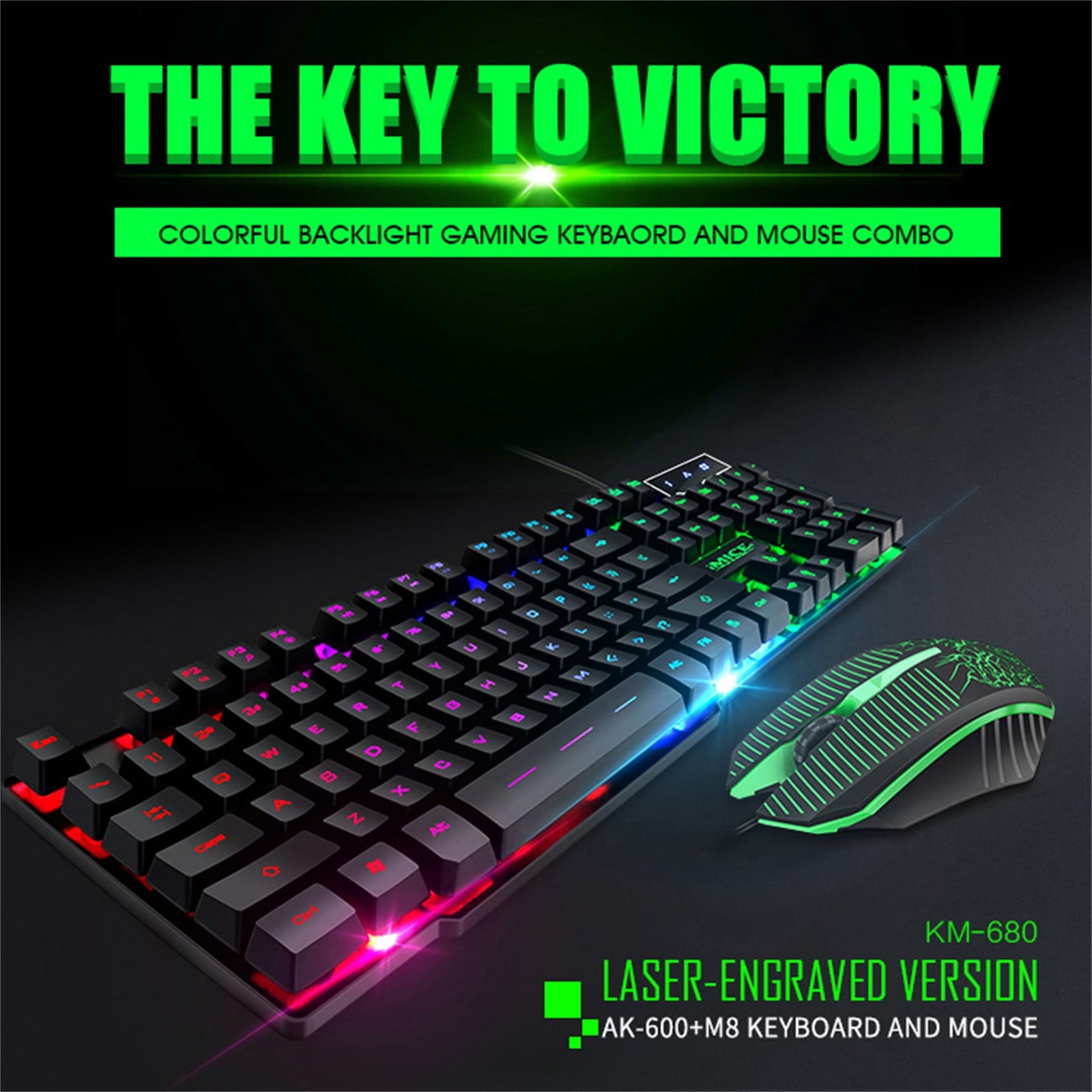 Ergonomic 104-key RGB backlit keyboard and kit, suitable for PC and ...